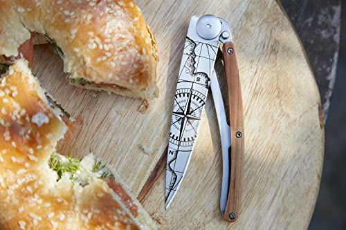 deejo Ultra-Light Folding Pocket Knife with Belt Clip - Olivier 1.3 OZ Version - Thin and Sharp Blade - Terra Incognita Pattern - Stainless Steel - Elegant and Modern Design…