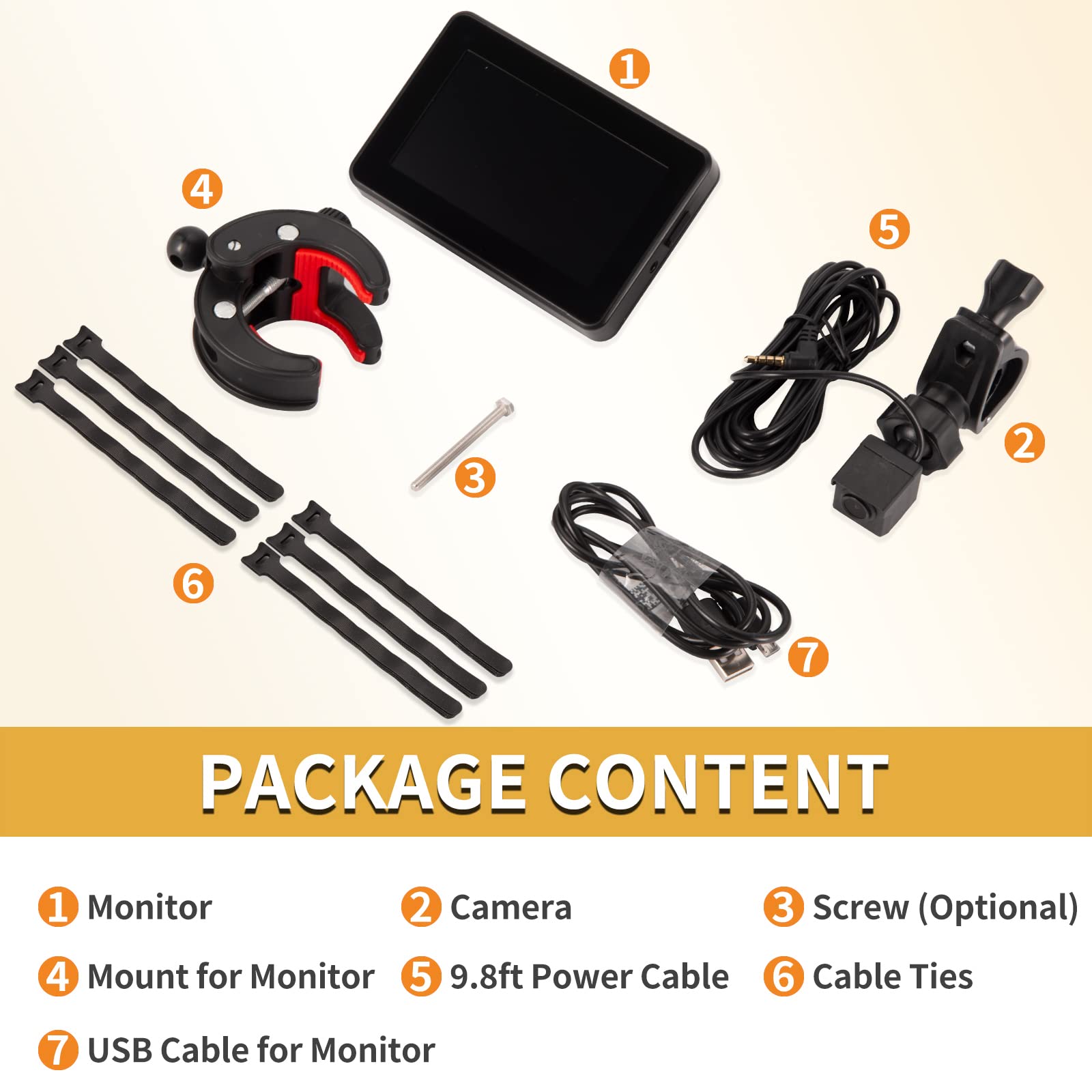 Bike Camera Rechargeable Battery 360 Rotation - 3 Mins Easy Install Handlebar Bicycle Camera with Rear View Monitor Color Night Vision Ebike Camera PTAVLO P01