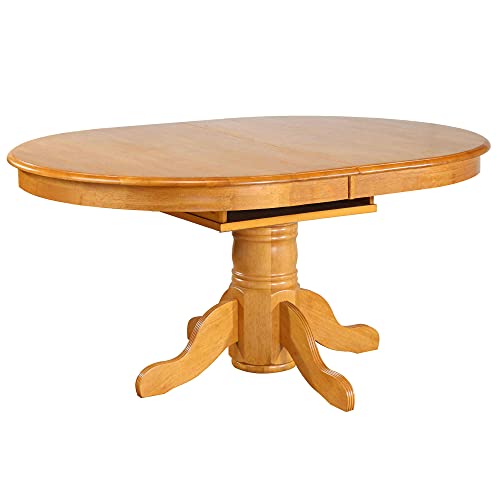 Sunset Trading Pedestal Butterfly Leaf Table, 66", Light Oak Finish