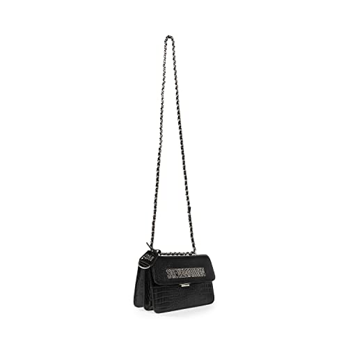 Steve Madden womens Steve Madden STAKESC Croco Crossbody, Black, One Size US