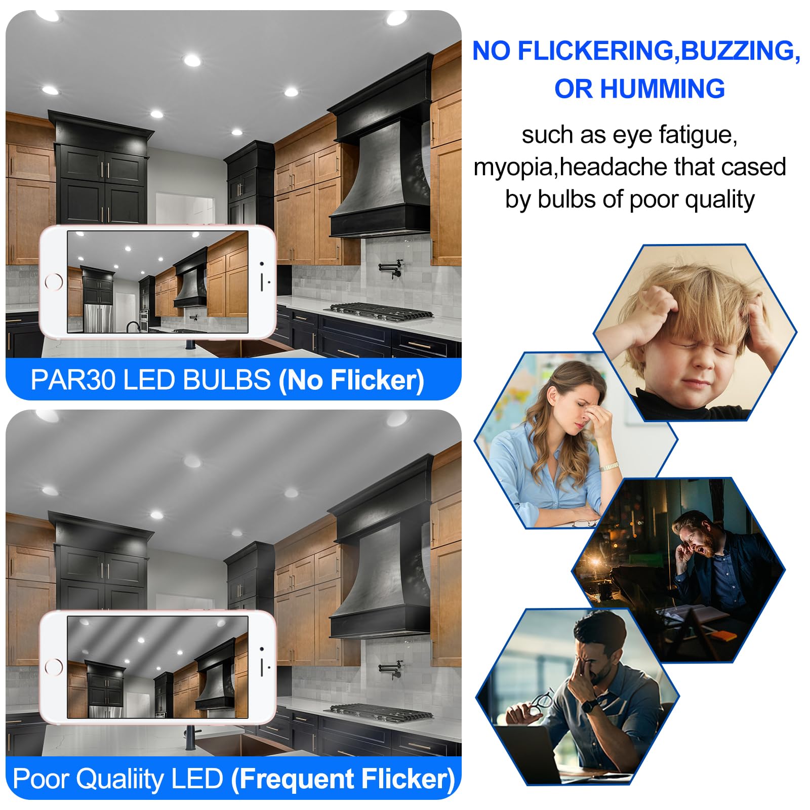 Energetic 10 Pack PAR30 LED Bulbs, Flood Light Outdoor Indoor 75 Watt Equivalent 10W Dimmable,5000K Daylight,1000 Lumens,E26 Base,IP65 Waterproof LED Recessed Light Bulbs for Security