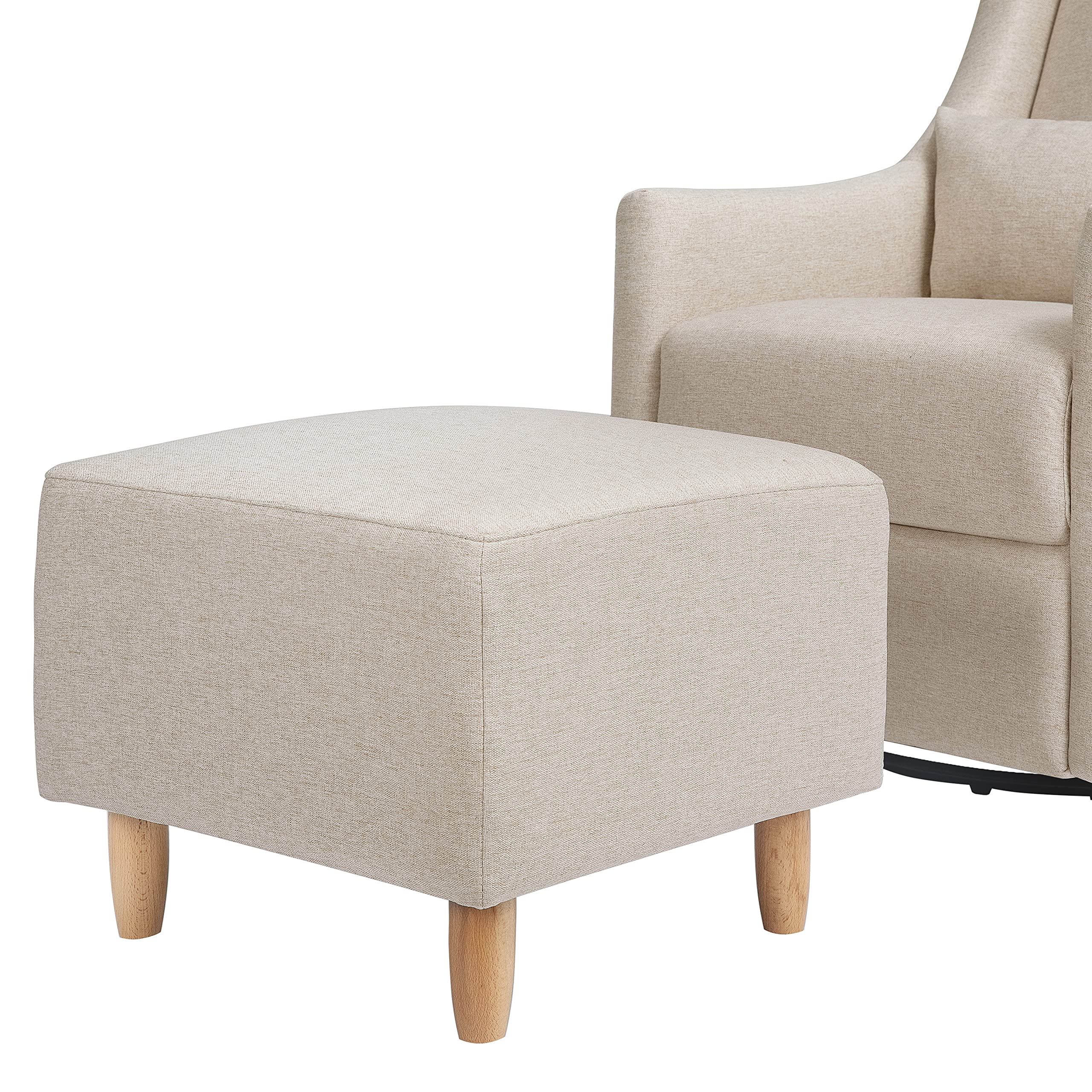 Babyletto Toco Upholstered Swivel Glider and Stationary Ottoman in Black White Boucle, Greenguard Gold and CertiPUR-US Certified