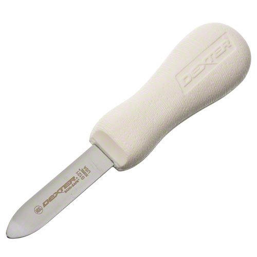 Dexter Russell S121 Sani-Safe (10843) Oyster Knife, 2-3/4", New Haven pattern, DEXSTEEL stain-free, high-carbon steel, non-slip, textured, polypropylene white handle, NSF Certified