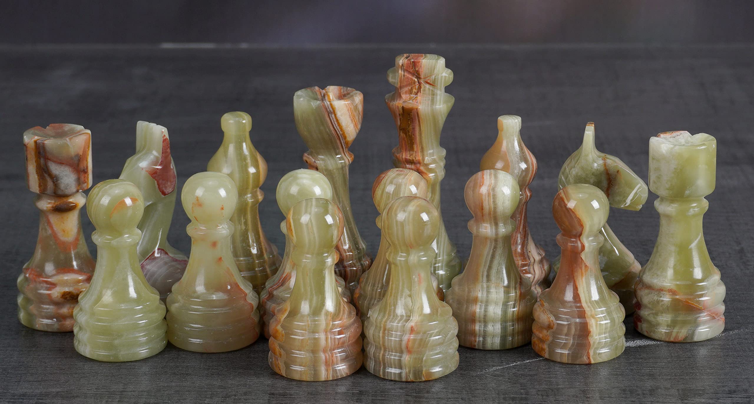 Radicaln Marble Chess Figures 3.5'' Inches White and Green Handmade Marble Chess Pieces for Chess Set Board Game - Chess Figures, Chess Board - Travel Set Chess Figure