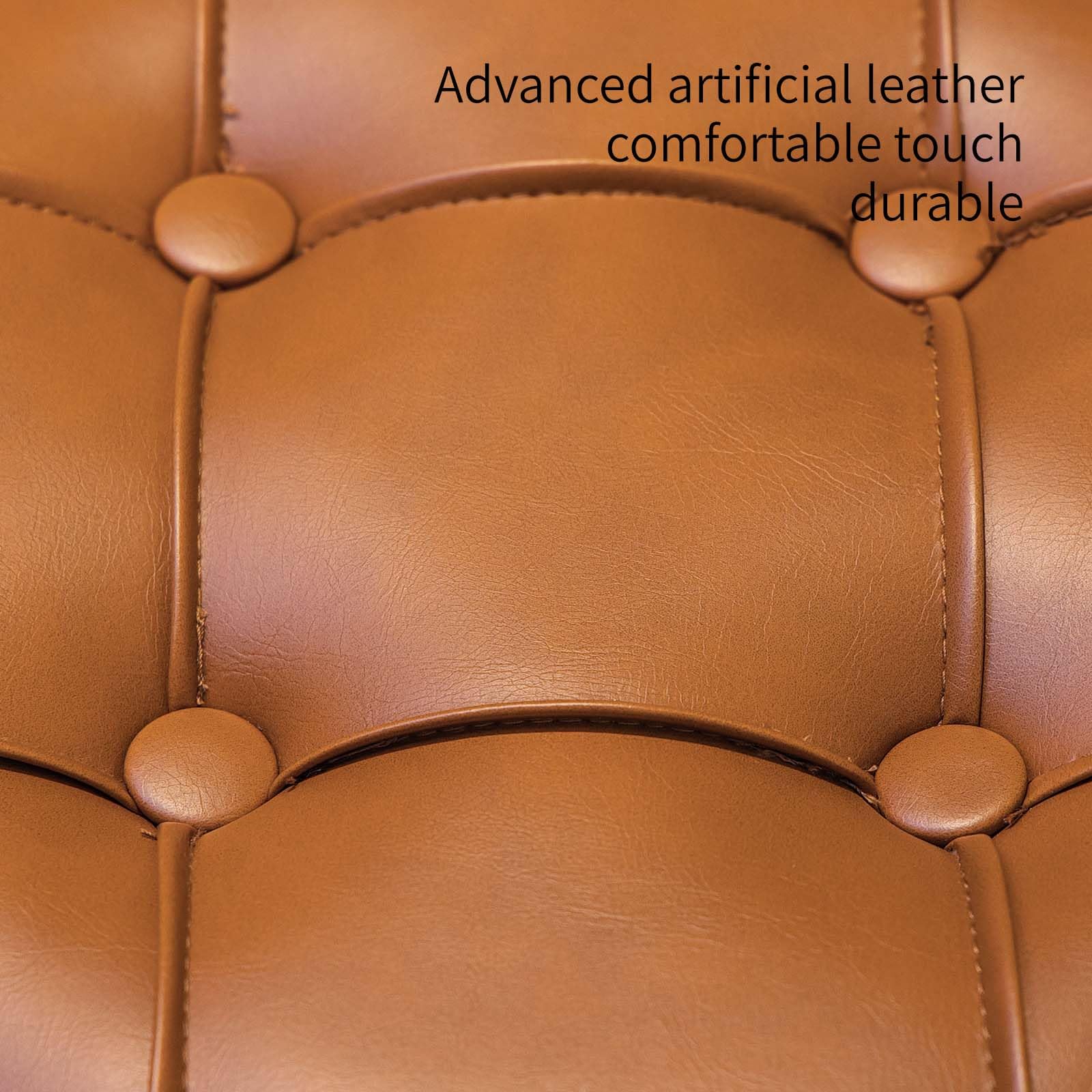 Durfii Adjustable 360° Swivel Vanity Stool with Faux Leather for Makeup Room, Bathroom, Living Room and Ottoman