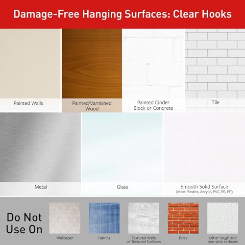 Command Mini Wall Hooks, 30-Command Hooks, 32-Command Strips, Damage-Free Hanging of Halloween Decor, Clear