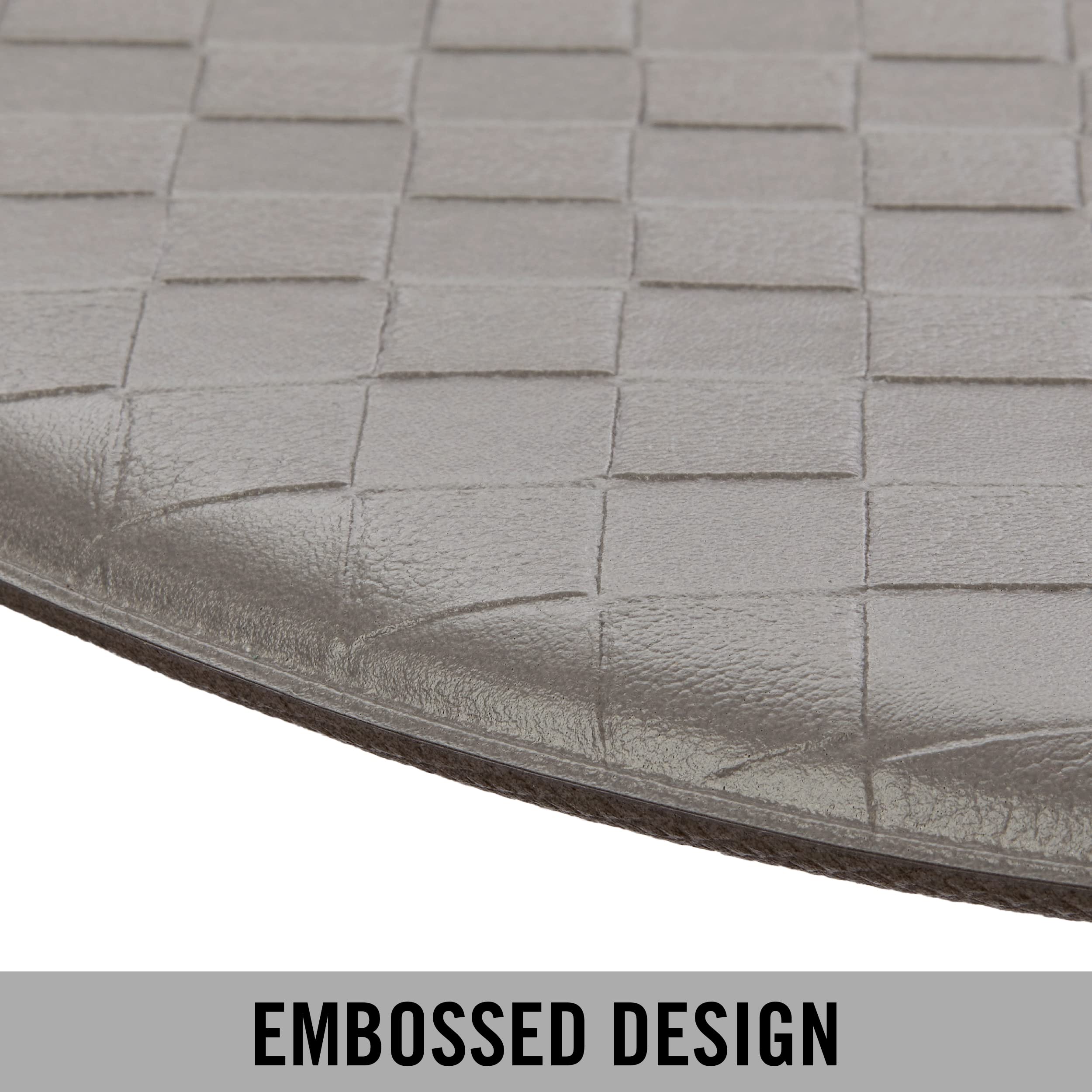 Chef Gear Anti Fatigue Kitchen Mat (17.5" x 32", Grey Wedge) Half Circle Basketweave Design, Non-Slip Cushioned Comfort Chef Mat, Standing Desk Mat/Rug for Relief & Support