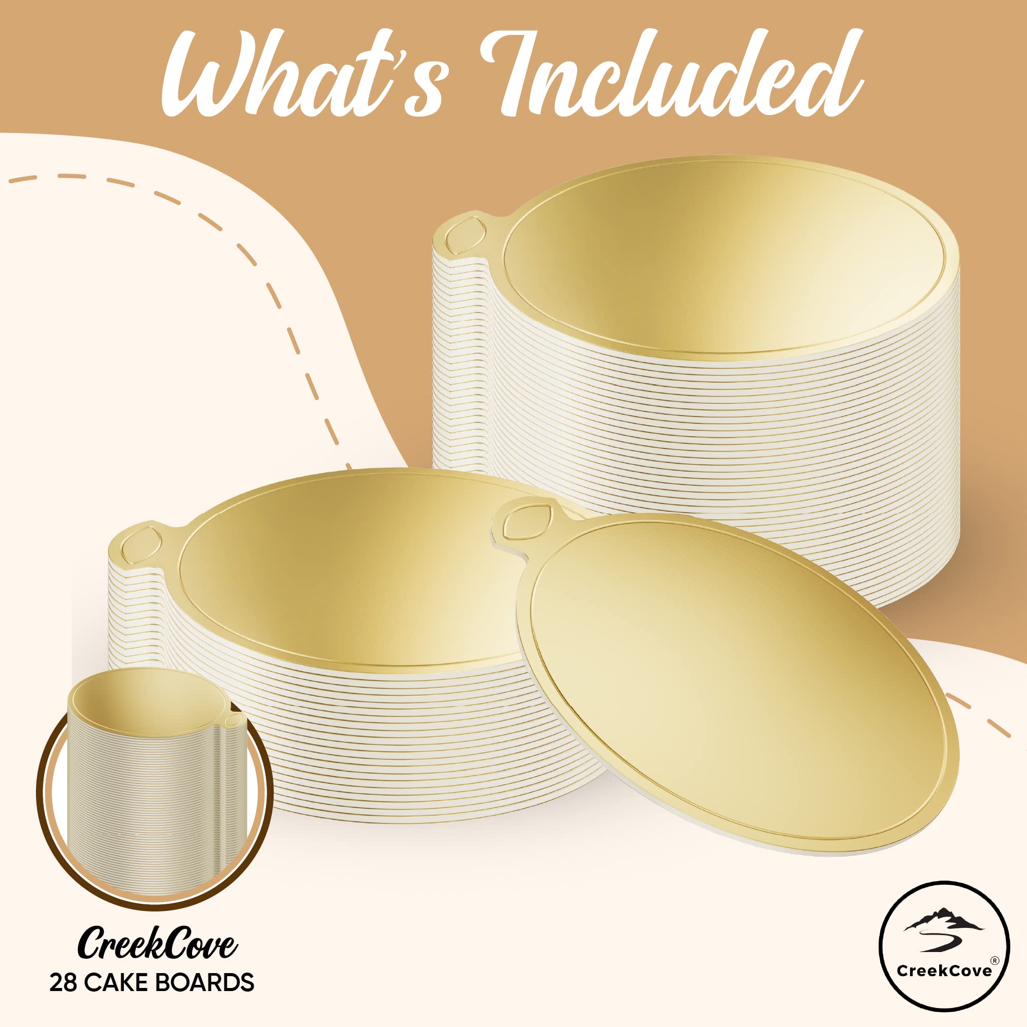 CreekCove 4" Cake Board Set Double sided Gold or Black 28 count- Round Disposable Cake Base