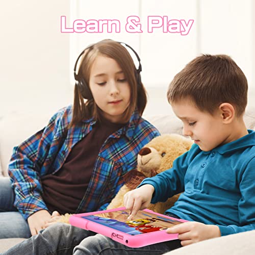 PRITOM 10 inch Kids Tablet Android 12 Tabletas 32GB, Quad-Core, 6000mAh, Large HD IPS Display, WiFi 6, Dual Camera, Bluetooth, Toddler Tablet for Kids Age 3+, Pink