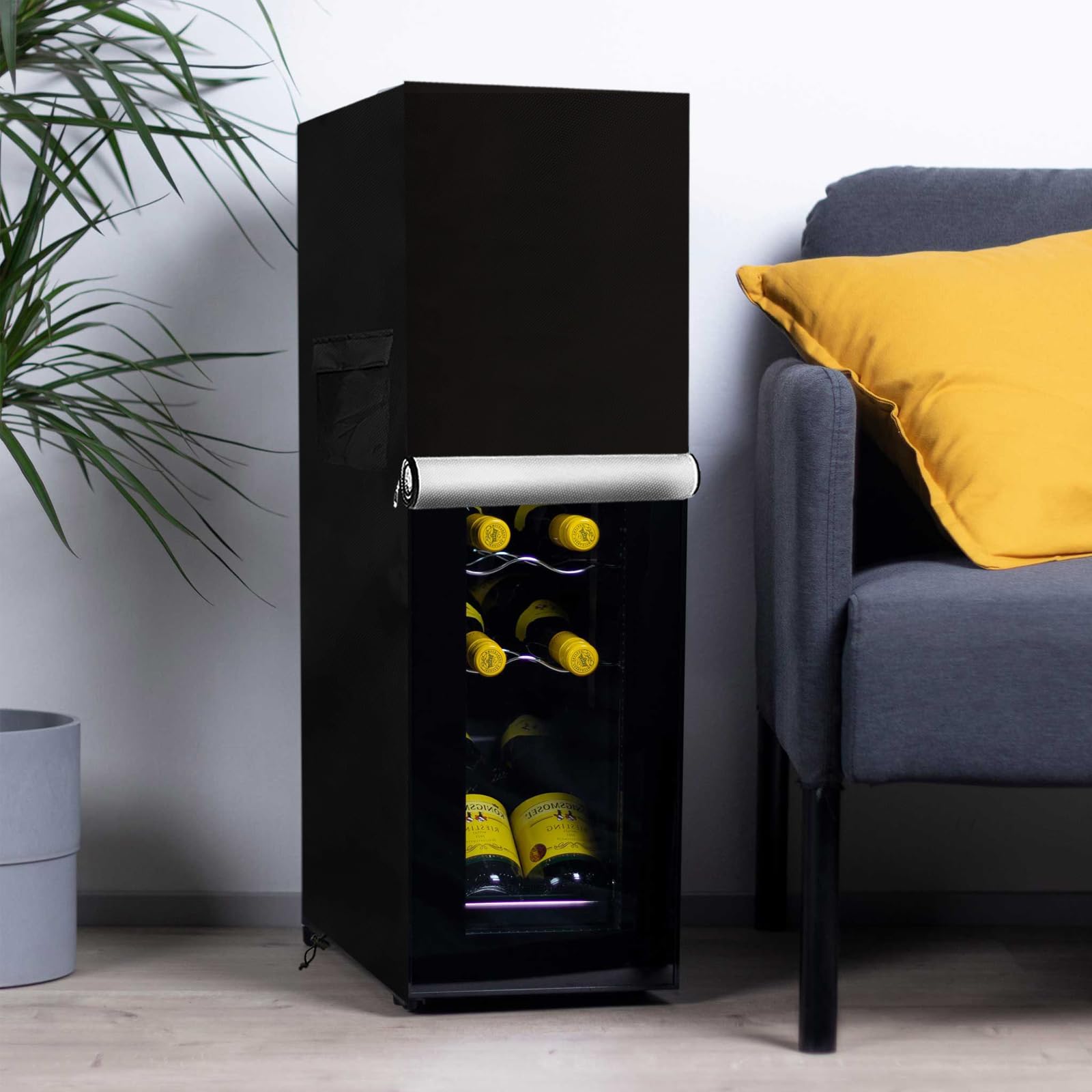 Bitubi Wine Cooler Refrigerator Cover,Outdoor Fridge Cover β Waterproof, Dustproof, Sun-Proof, 11" W x 19" D x 32" H. Suitable for most 12-14 Bottle Beer or Wine Mini Fridge (Black)