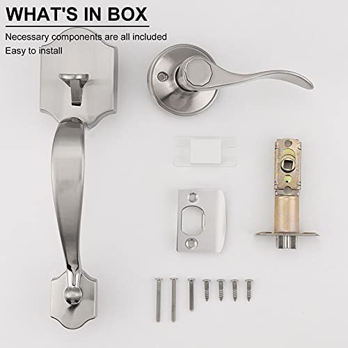 Knobonly Single Cylinder Handleset with Lever Handle for Interior Doors, Contemporary Hardware Single Cylinder Deadbolt Handle Set Satin Nickel, Reversible for Right/Left Handed Door