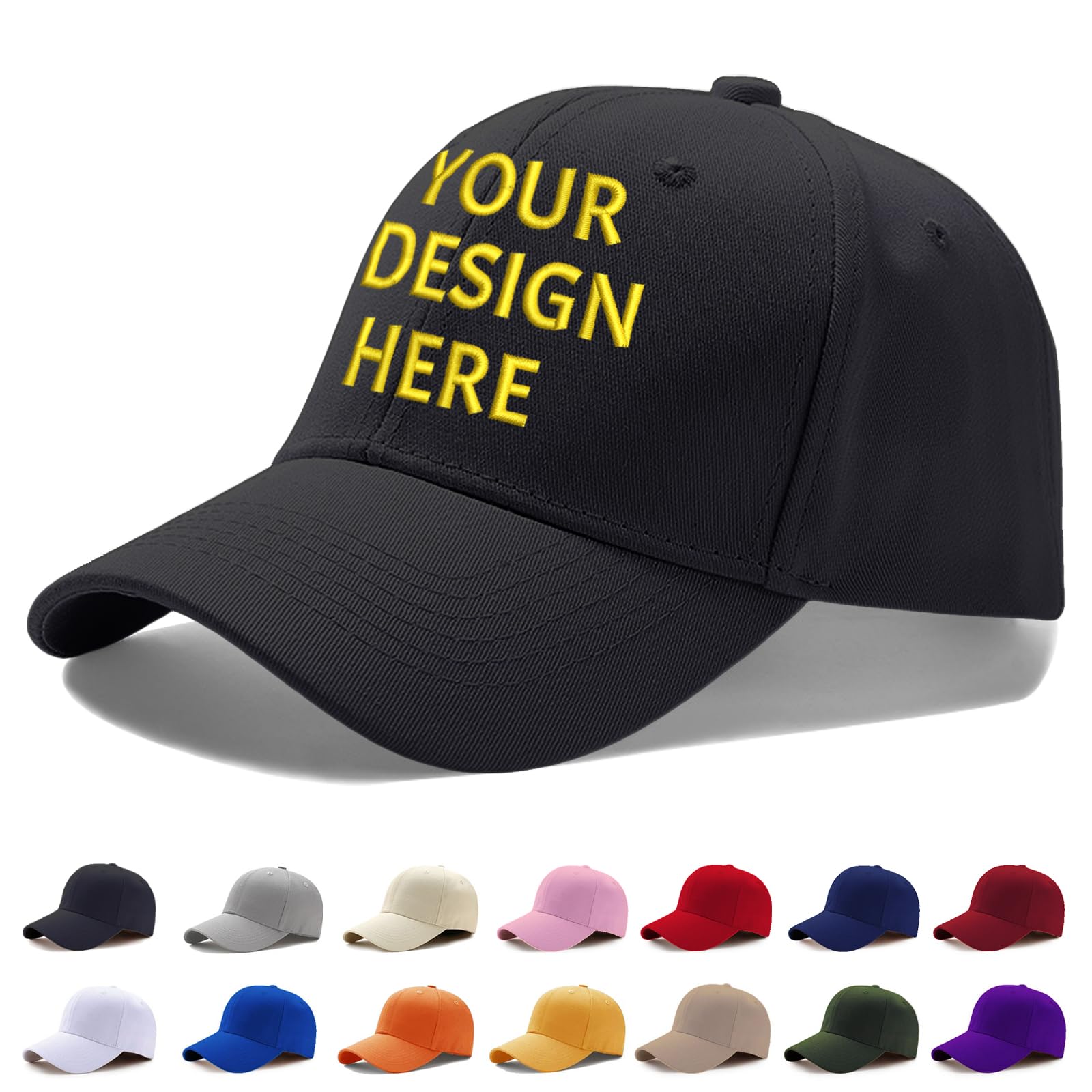 Buaodam Custom Baseball Cap with Embroidery Text Logo and Print Photo,Image, Personalized Adjustable Cap for Mother Father Man Woman Friend