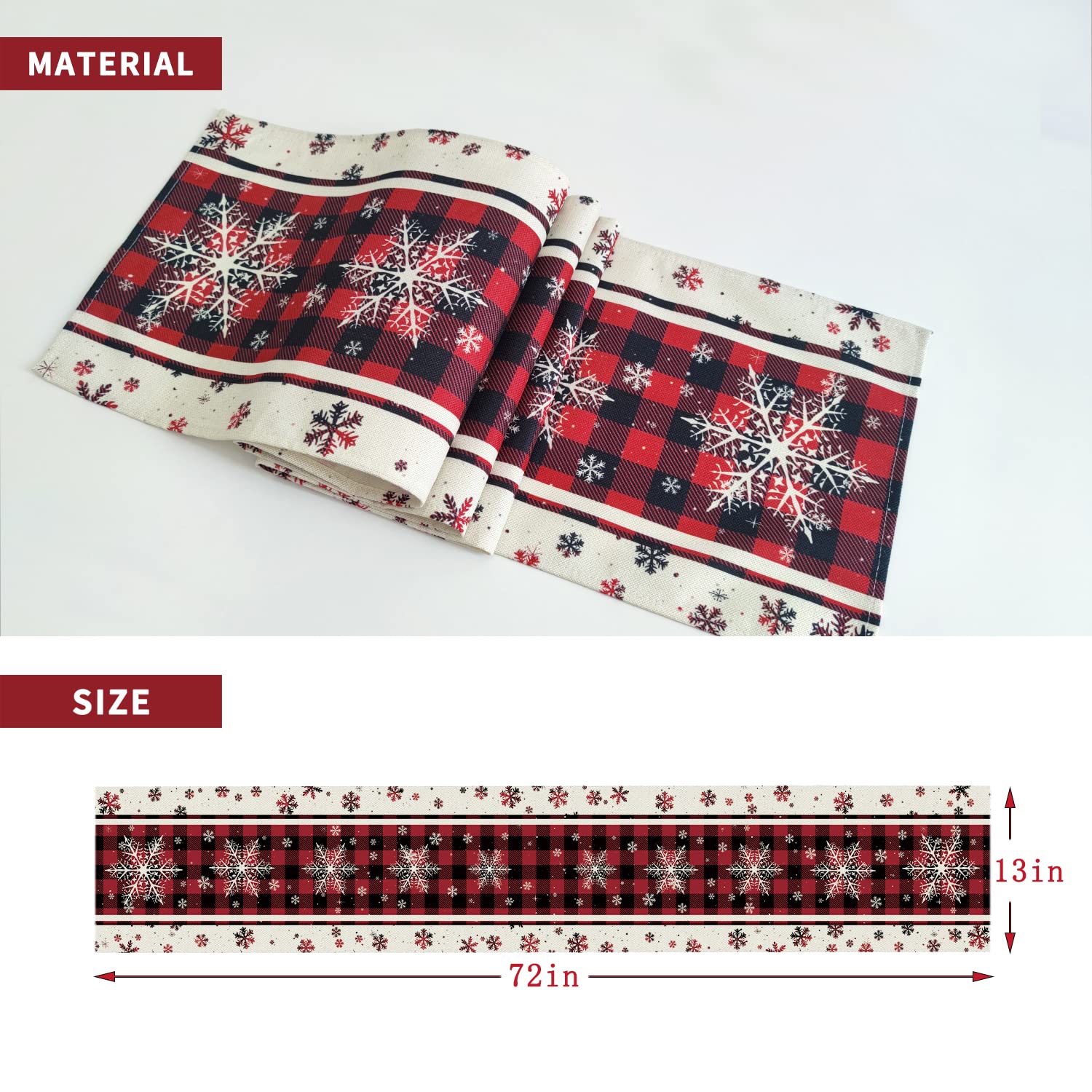 DESIHOM Red Christmas Snowflake Table Runner 13 x 48 Inch, Winter Snow Theme Coffee Christmas Table Runner for Dining,Holiday Christmas Decorations Indoor Home Table Decor