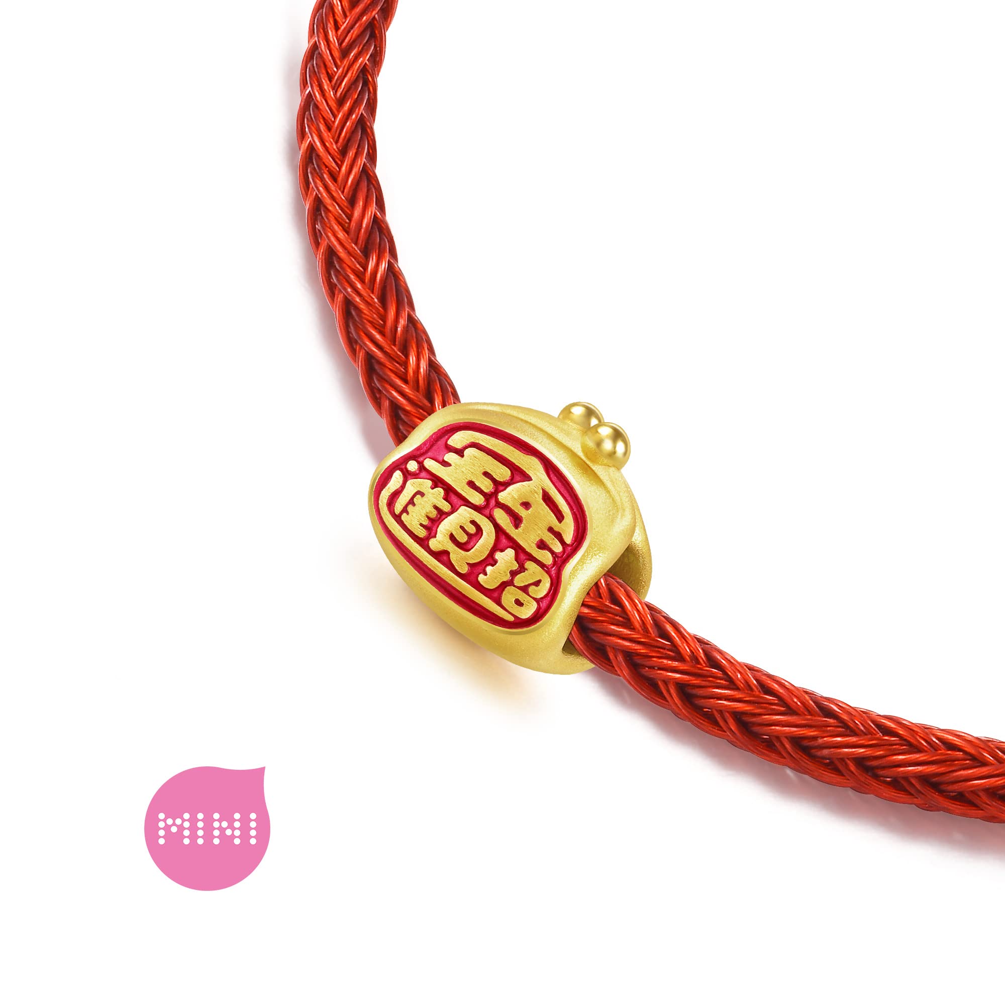 CHOW SANG SANG 999 24K Solid Gold Mini Charm Wealthy Pocket Charme Blessing Bracelet for Women 92978C