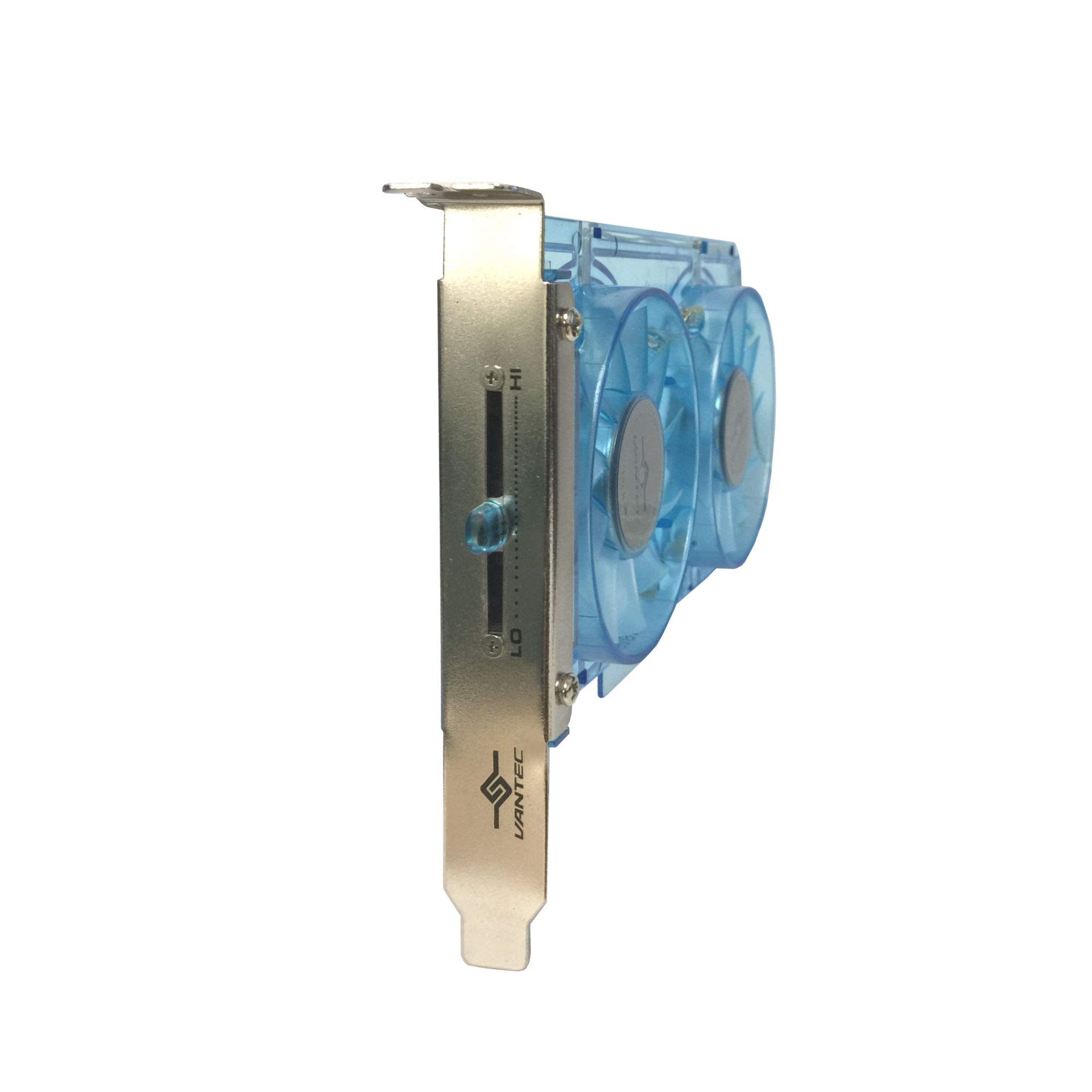 Vantec SP-FC70-BL Spectrum System Fan Card with Dual Adjustable 70mm UV LED Fans (Blue), 195x92x20mm