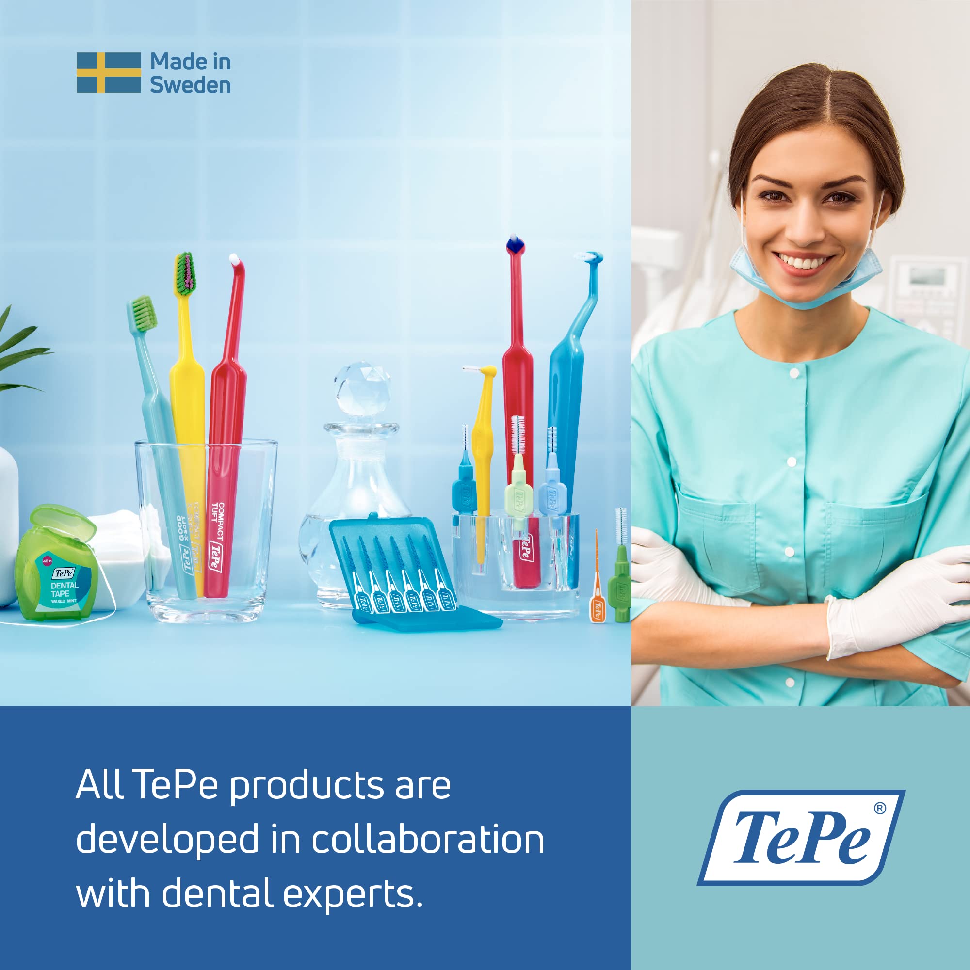 TEPE Colour Compact Extrasoft-Bristle Toothbrush, Colorful Toothbrush with Tapered Head and Angled Neck, 4 Pack
