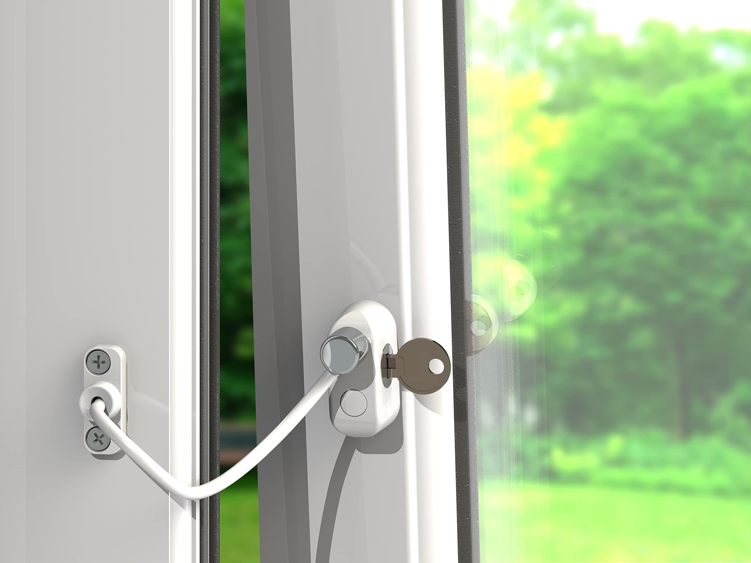 House Guard Child Safety Locks Window Door Cable Ventilator Kid Lock Baby Security Locking Keyed Opening for Baby Protection Prevent Children Falling Window Lock (White)