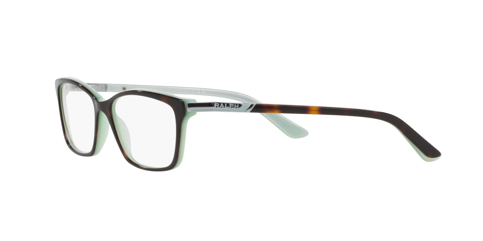 Ralph by Ralph Lauren Women's RA7044 Cat Eye Prescription Eyewear Frames, Shiny Havana On Aquamarine/Demo Lens, 52 mm