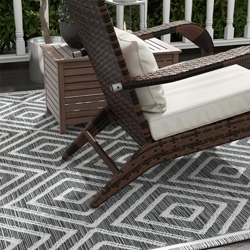 Outsunny Patio Wicker Adirondack Chair with Ottoman, Outdoor Fire Pit Chair with Cushions, High-Back, Large Seat & Armrests for Deck, Garden & Backyard, Cream White