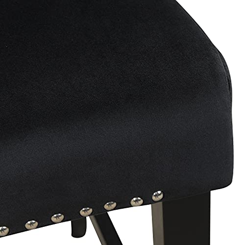 ERDAYE 5 Pcs 5-Piece Counter Height Set with One Faux Marble Table and Four Velvet Upholstered-Seat Chairs for Home Kitchen Dining Room Furniture Breakfast, Lunch and Dinner, Black