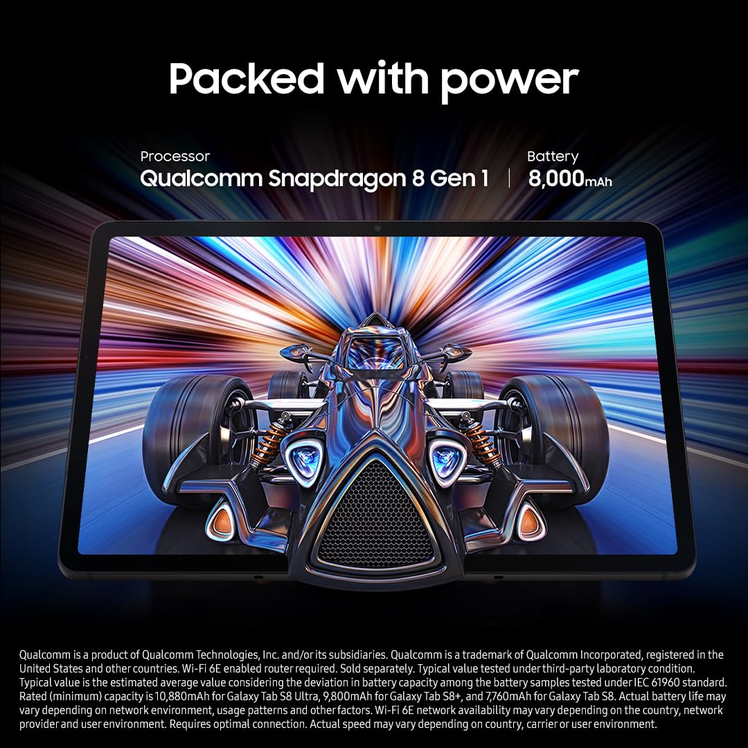 SAMSUNG Galaxy Tab S8+ 12.4” 256GB WiFi 6E Android Tablet, Large AMOLED Screen, S Pen Included, Ultra Wide Camera, Long Lasting Battery, US Version, 2022, Graphite