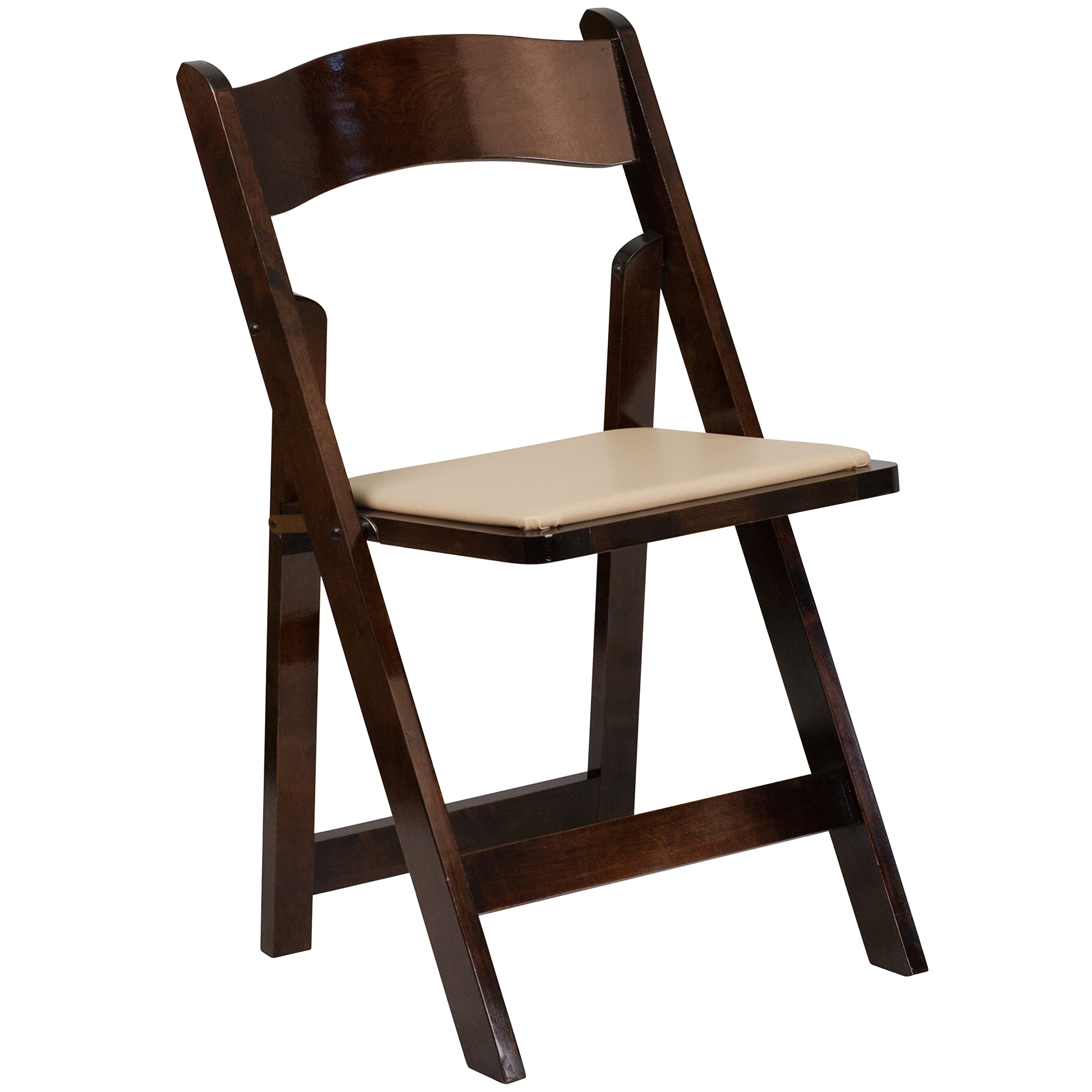 BizChair 4 Pack Fruitwood Wood Folding Chair with Detachable Vinyl Padded Seat