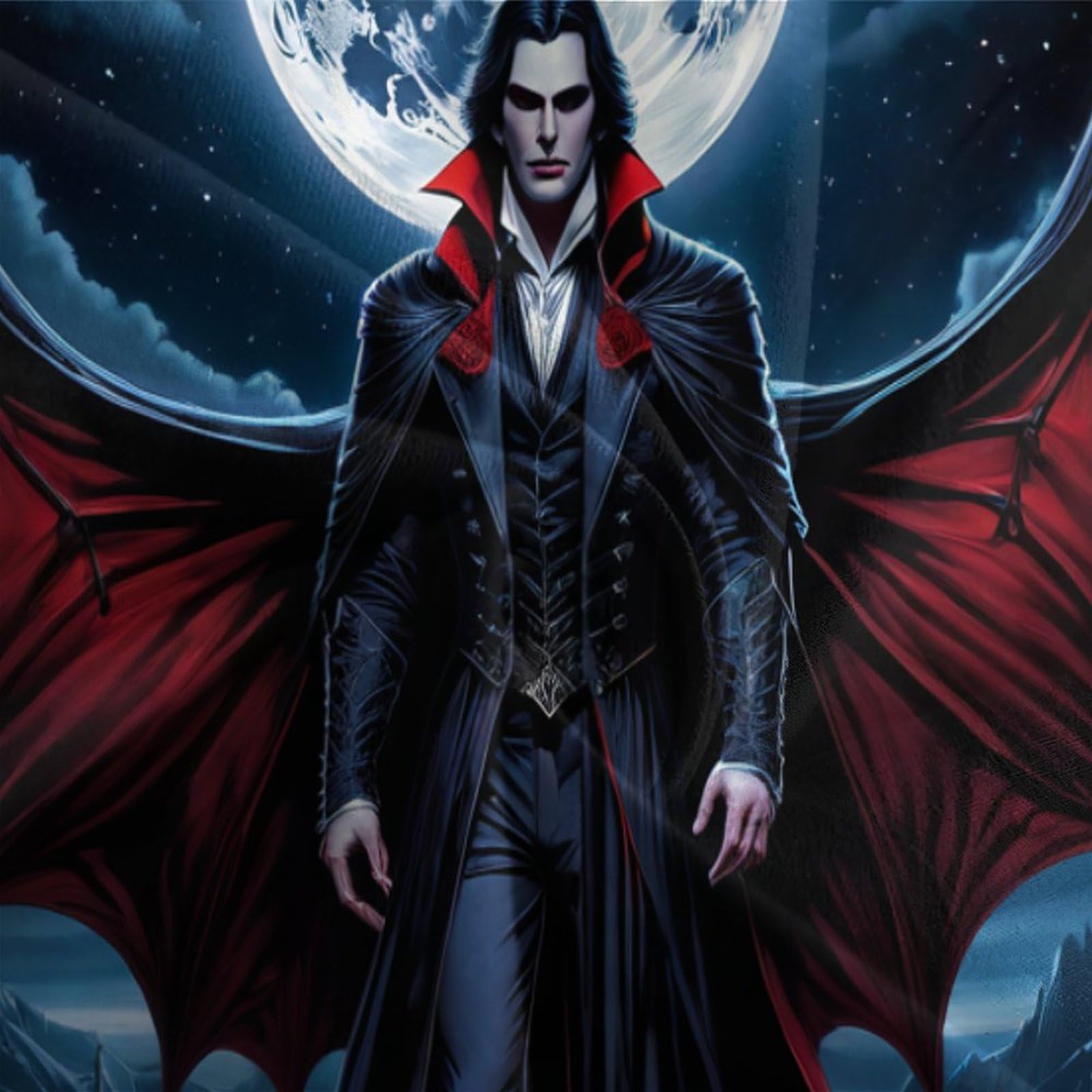 EVMILA Gothic Vampire Duvet Cover for Boys Girls Quilt Cover Comforter Covers 3D Print Scary Night with Pillow Cases with Zipper Closure Bedding Set Soft Microfiber 3 Pieces Twin(173x218cm), Style-1