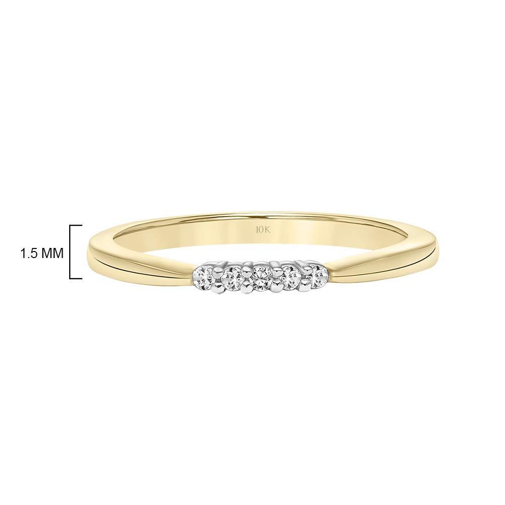 Brilliant Expressions 10K Yellow Gold 0.05 Cttw Conflict Free Diamond Accented Wedding or Anniversary Band (I-J Color, I2-I3 Clarity), Size 8