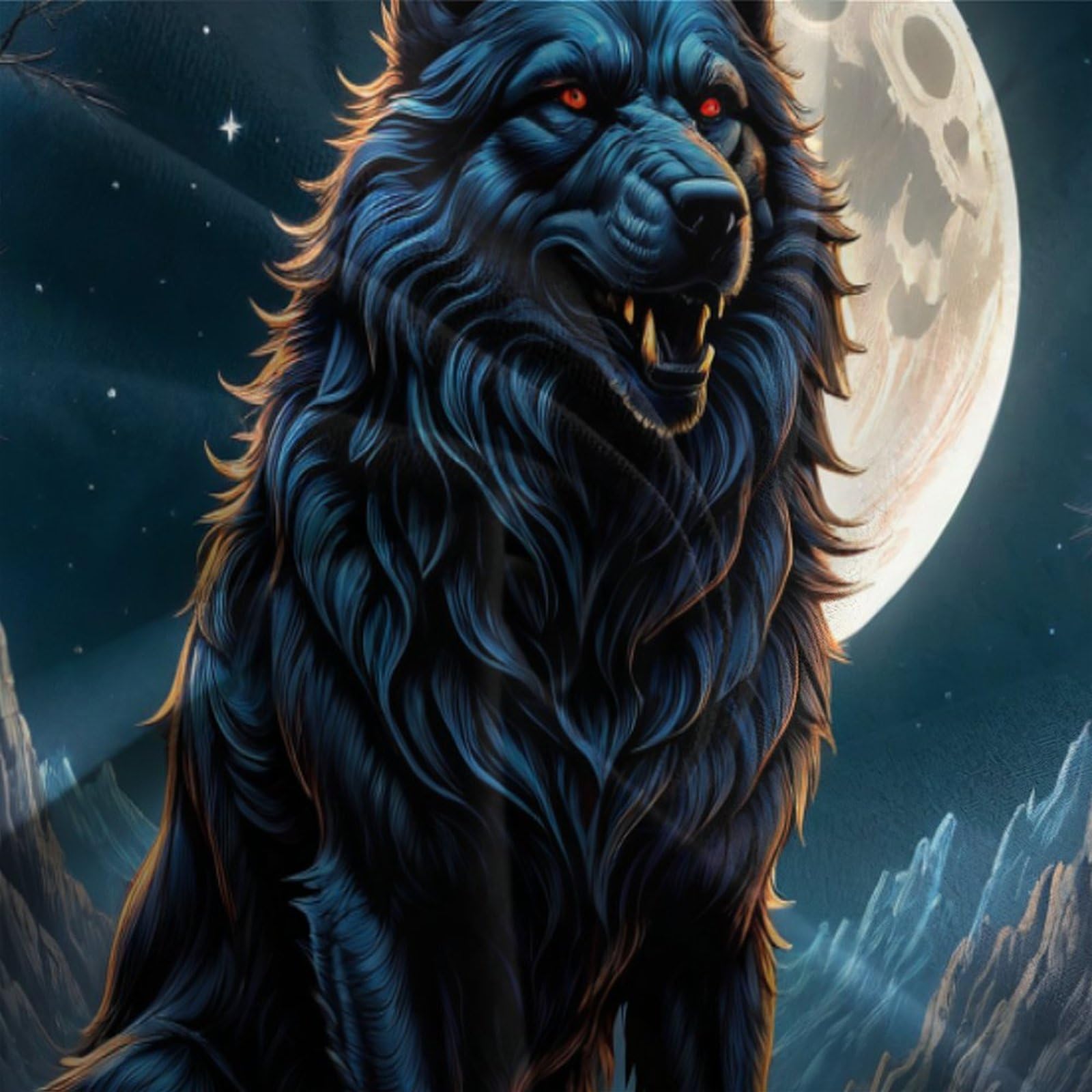 EVMILA Gothic Wolf for Teens and Adults Duvet Cover Quilt Cover 3D Print Scary Night Comforter Covers Soft Microfiber with Zipper Closure Bedding Set with Pillow Cases 3 Pieces Twin(173x218cm)