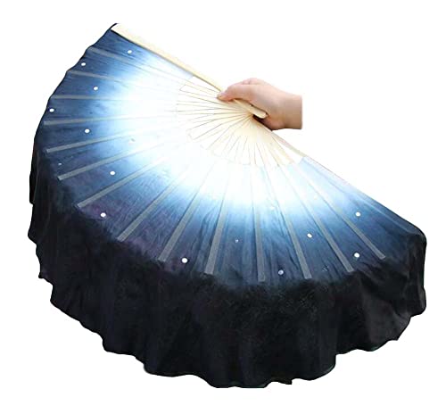 Black Temptation Chinese Folk Dance Fan Short Silk Flutter Fan Folding Silk Fan Veil #19