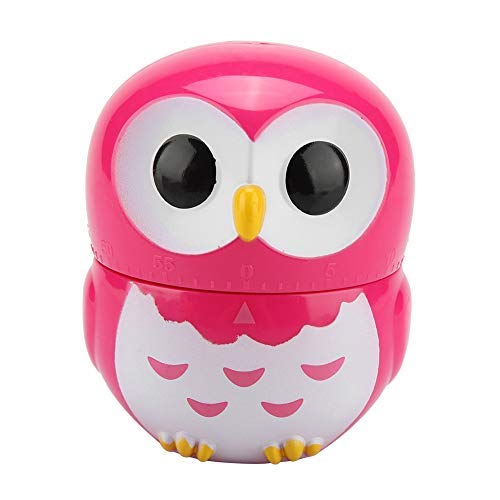 Cute Owl Shape Kitchen Manual Timer Mechanical Home Cooking Counters Clock Alarm Clock Portable Alarm Clock Kitchen Cooking Tool(Rose)