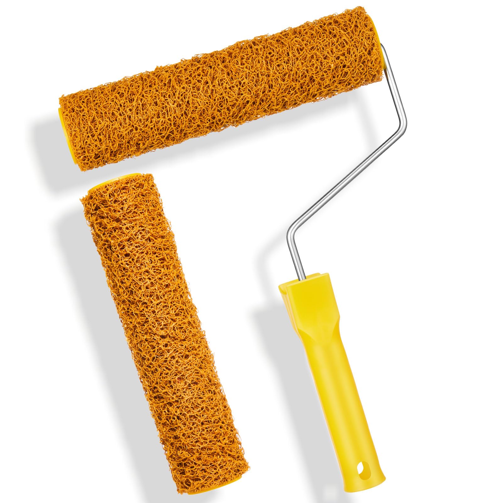 Willinglong 2 Pcs Paint Roller Covers with Roller Frame Kit, Paint Roller 9 Inch, Small Paint Rollers for Painting Walls, Home Improvement Paint Supplies(Texture Paint Roller)