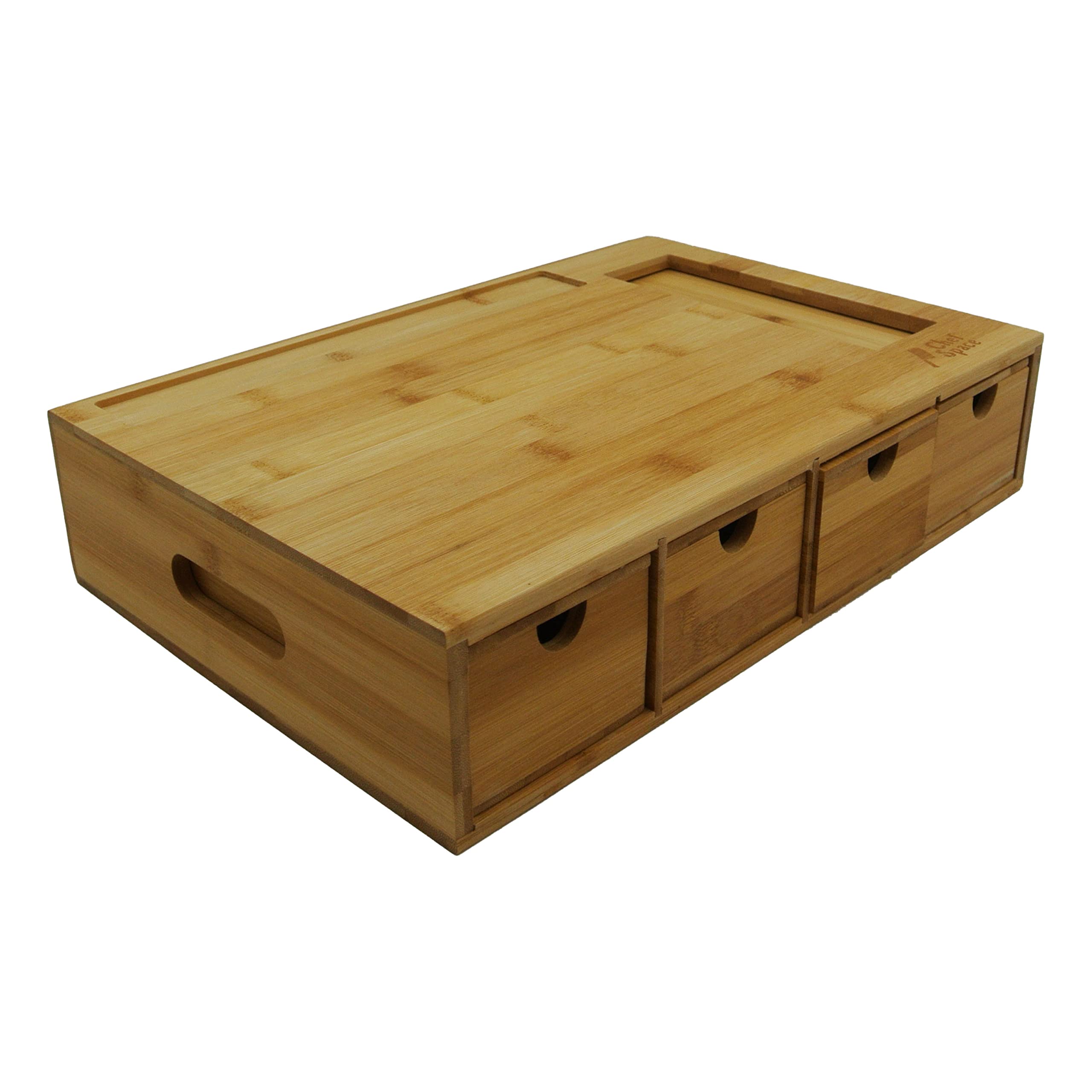Chef Space Large Bamboo Sushi Prep Cutting Board with Space-Saving Storage Trays - 16" x 10"