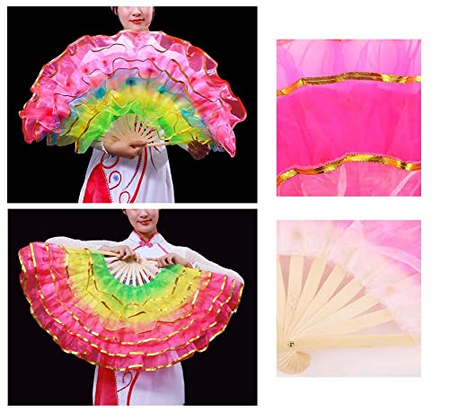 Black Temptation Chinese Folk Dance Fan Short Silk Flutter Fan Folding Silk Fan Veil #07