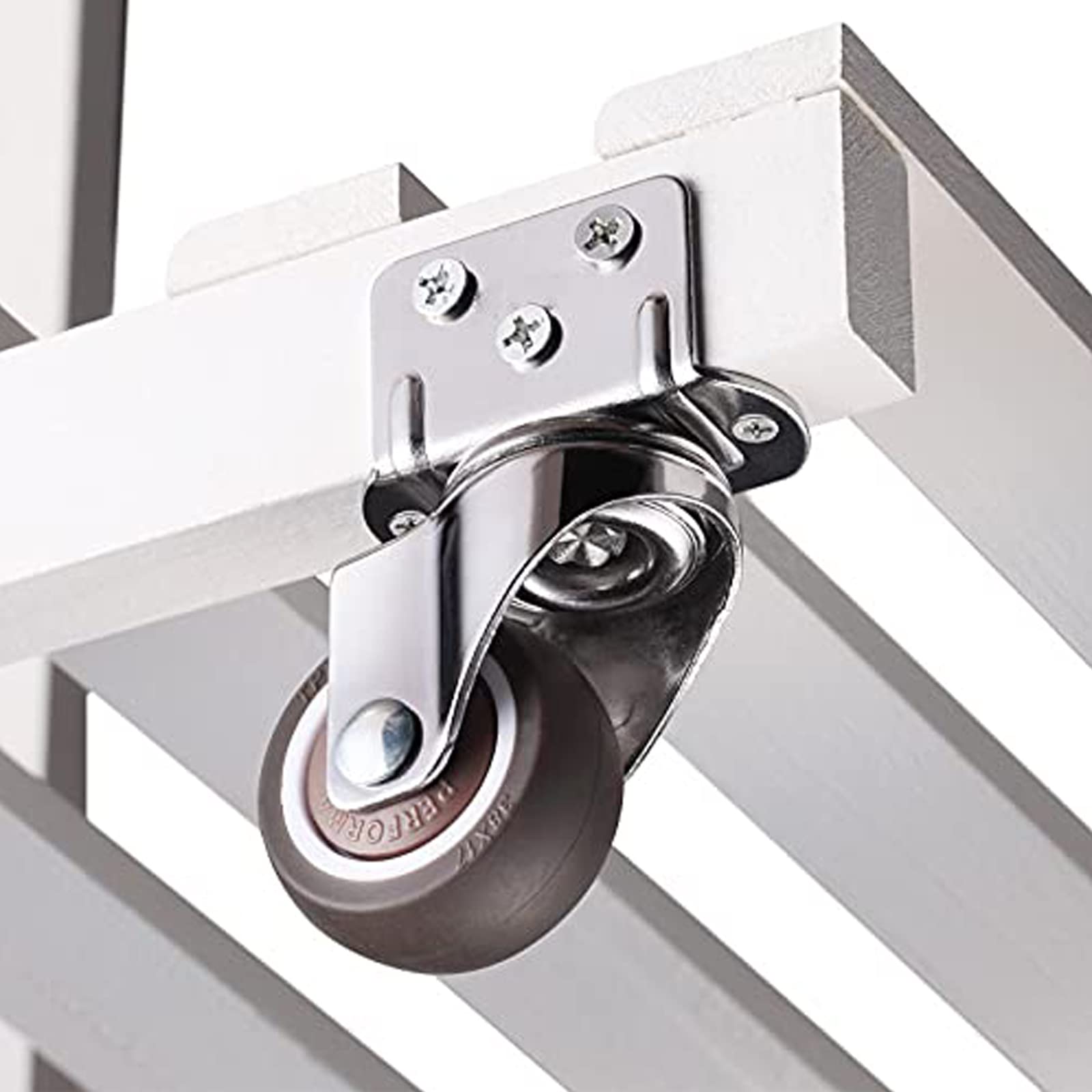 HOWDIA 1'' Swivel Plate Caster Wheels with Brake L-Bracket Side Mount TPR Rubber Small Furniture Replacement Silent Mute Locking Casters for Furniture Legs Set of 4