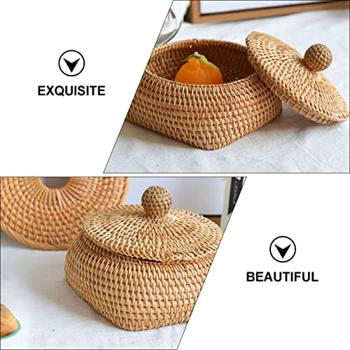 Cabilock Tv Simple Baskets Rattan Basket Holder Cosmetic Vegetable Makeup Lid Shelf Water Shoes Brown Clo Snack for Cube Rustic Hand Serving Organizing Toys Organizer Rectangular Clothes