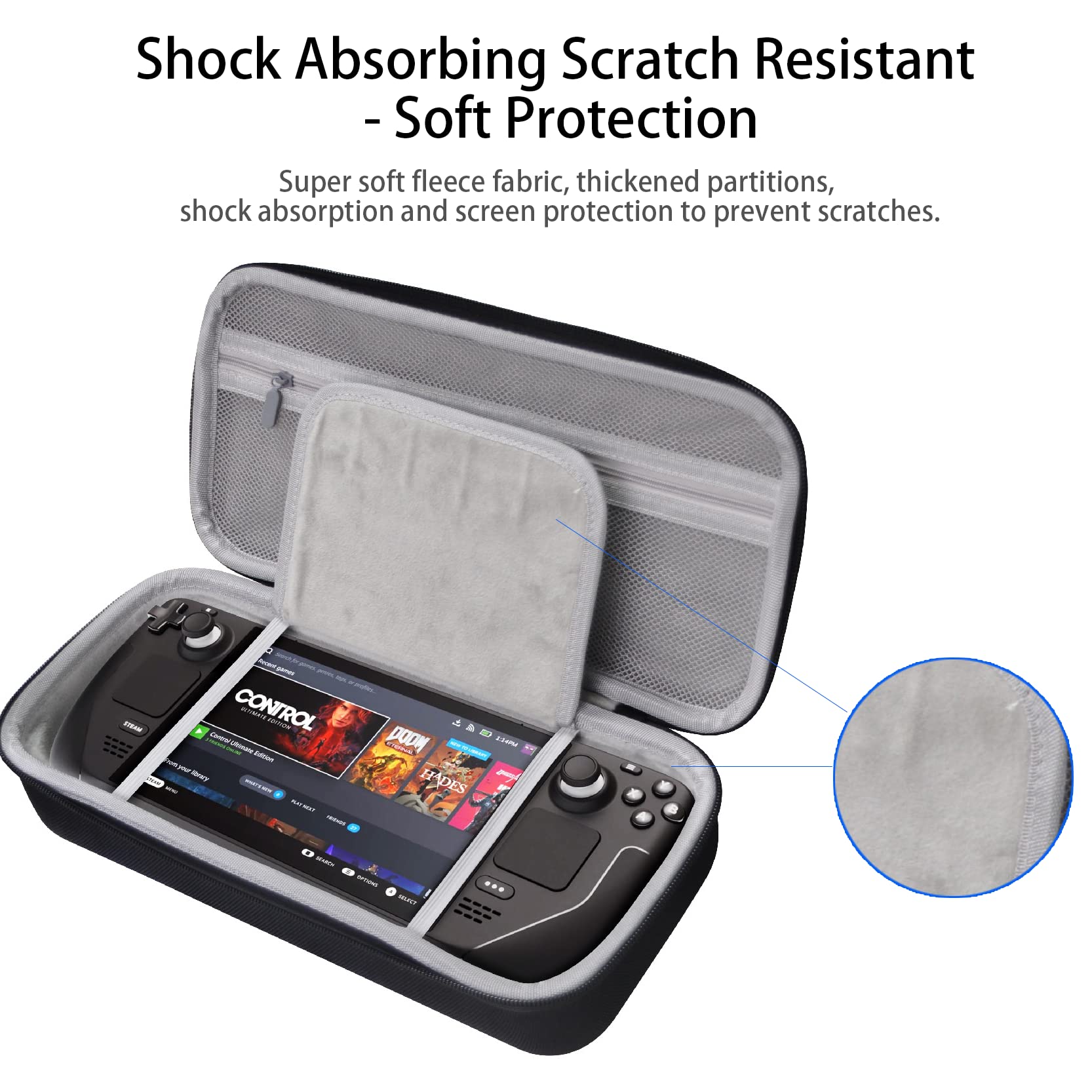 Carrying Case for Value Steam Deck,Cenxaki Protective Portable Hard Travel Storage Bag for Steam Deck and Accessories - Black