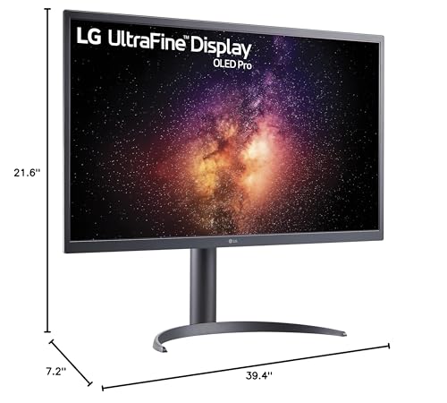 LG 32EP950-B 32” Ultrafine UHD (3840 x 2160) OLED Pro Display with Adobe RBG 99% / DCI-P3 99%, VESA Display HDR 400 True Black, 1M:1 Contrast Ratio and Tilt/Height/Pivot Adjustable Stand - Black