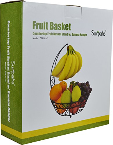 Surpahs Countertop Fruit Basket Stand w/Detachable Banana Hanger [Improved]