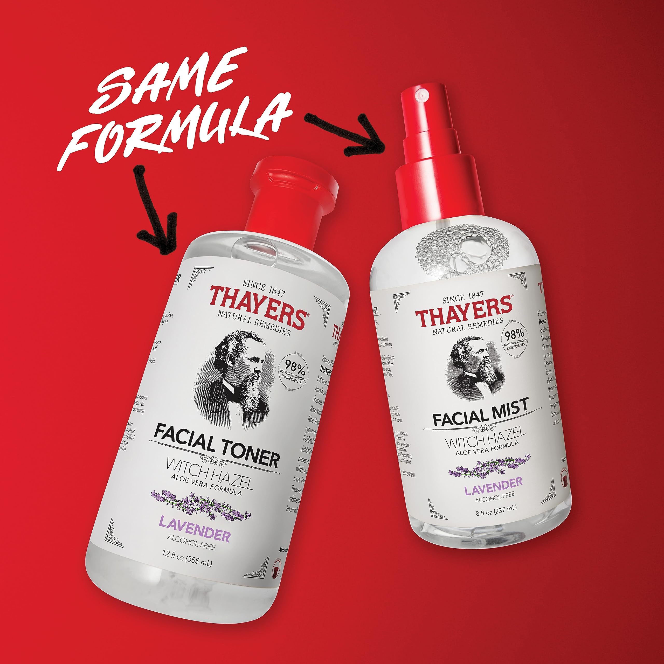 Thayers Alcohol-Free Witch Hazel Facial Mist Toner with Aloe Vera, Lavendar, Soothing and Hydrating, For All Skin Types, 8 oz