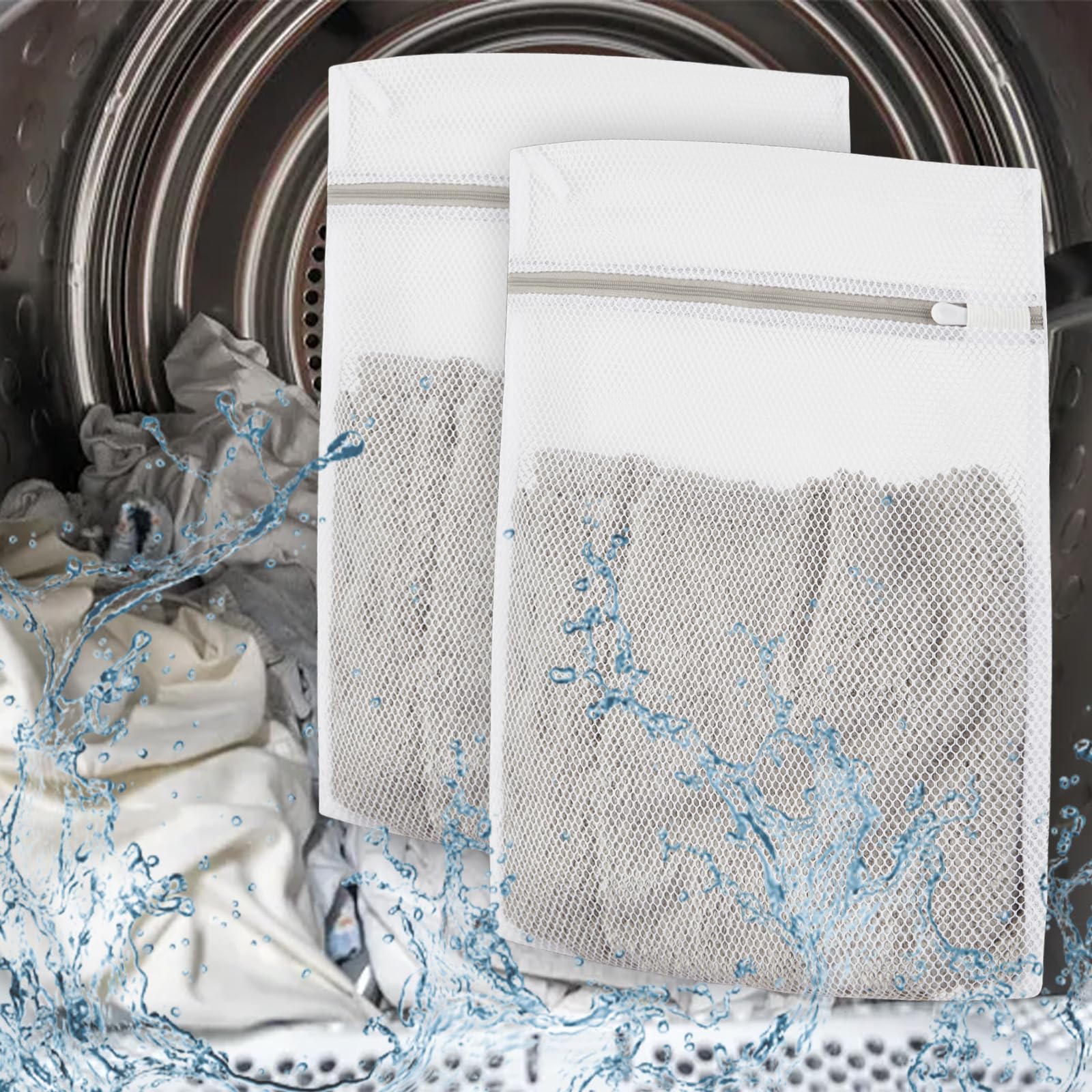 DZSEE Mesh Laundry Bags for Delicates β Durable Honeycomb Mesh Wash Bag for Delicates, Socks, Lingerie, and Household Items, with Zipper Closure