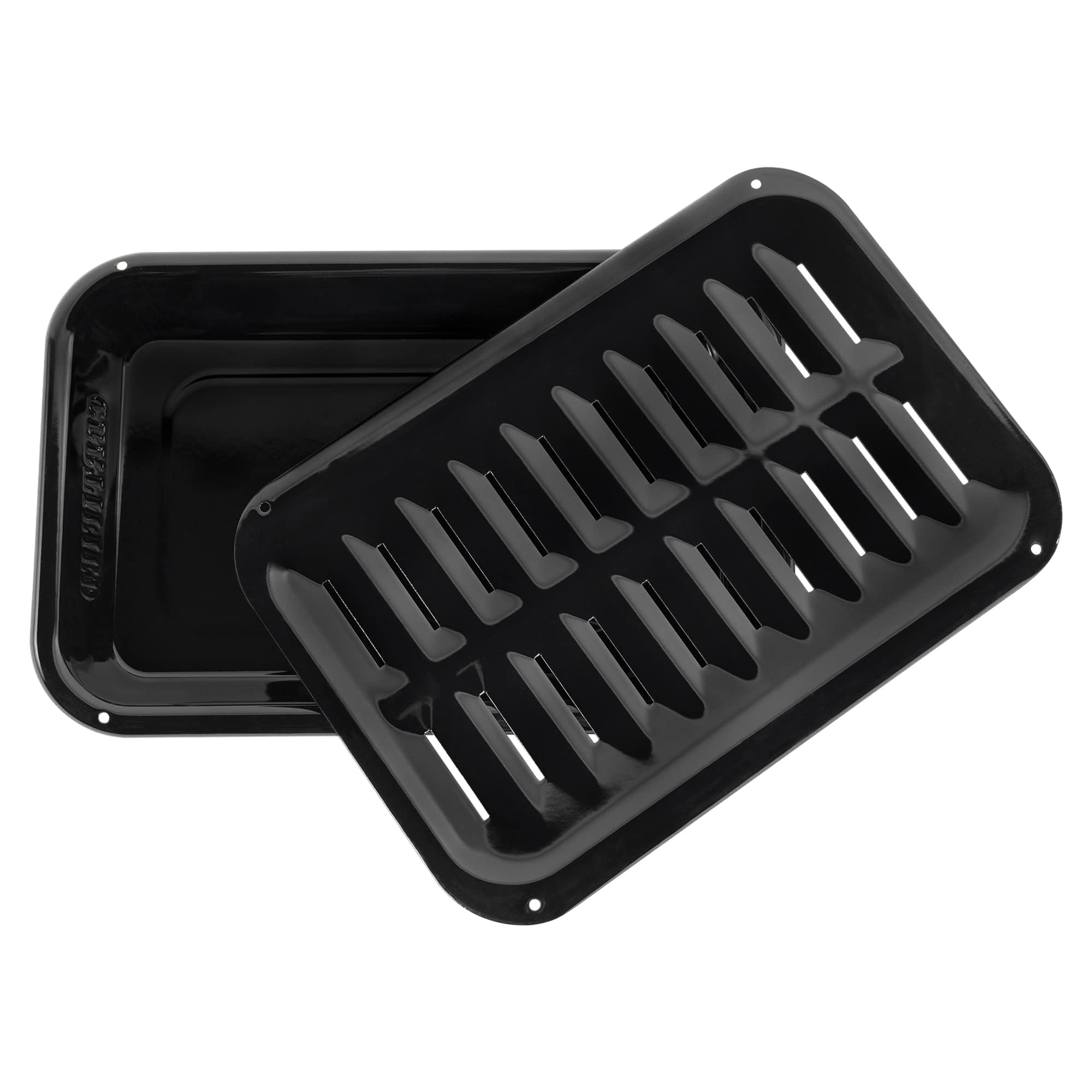 Certified Appliance Accessories Heavy-Duty Porcelain 8.5-In. x 12.75-In. Broiler Pan & Grill Set Black (50008)
