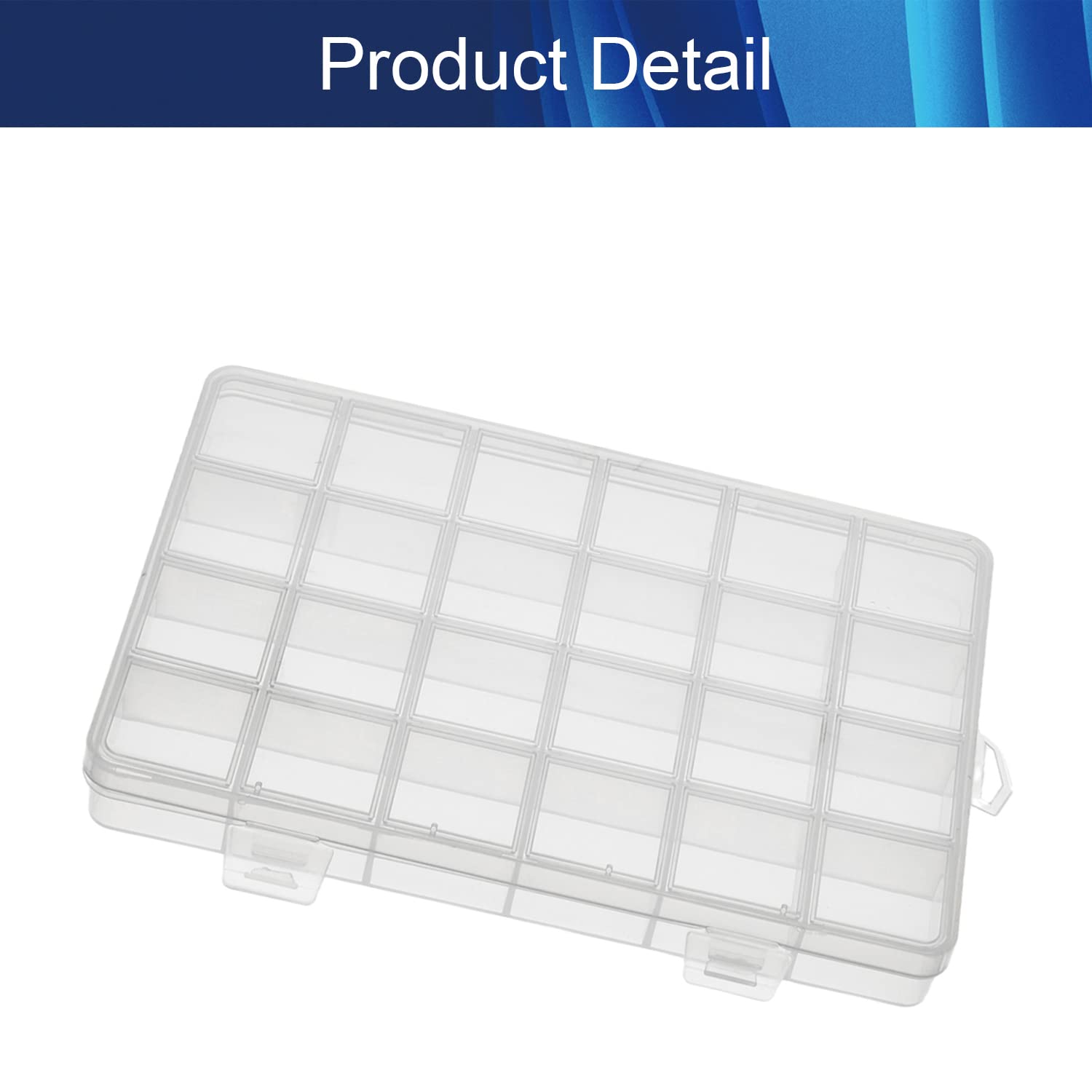 Juvielich Clear Plastic Organizer Box,Component Storage Box,24 Grids Fixed Storage Container Jewelry Box for Beads Art DIY Crafts Jewelry Fishing Tackles 7.60"x5.20"x0.87"(LxWxH) Clear White 1PCS
