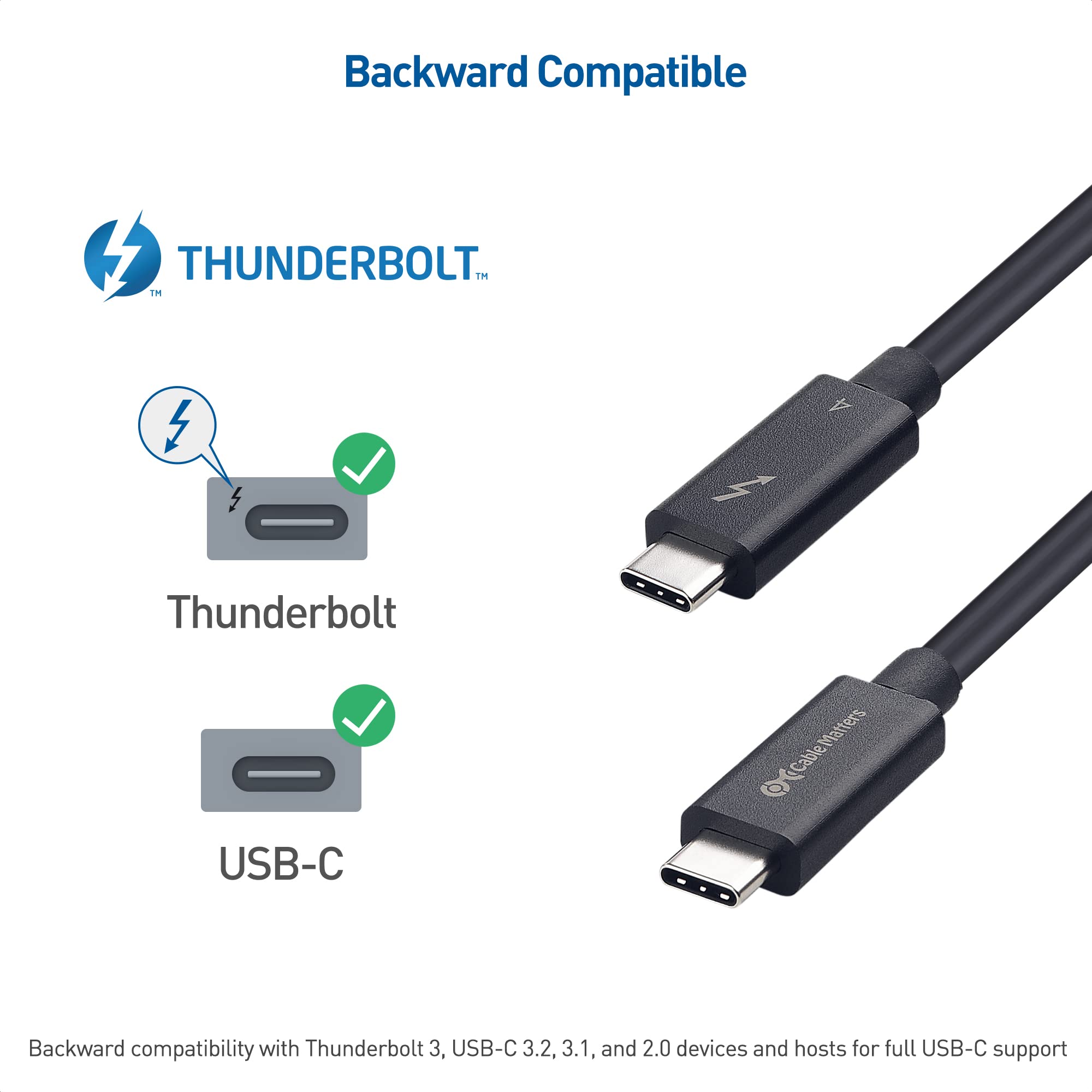 Cable Matters [Intel Certified] 40Gbps Active Thunderbolt 4 Cable 6.6 ft with 100W Charging and 8K Video - Fully Compatible with USB C/USB-C, USB 4 / USB4, and Thunderbolt 3