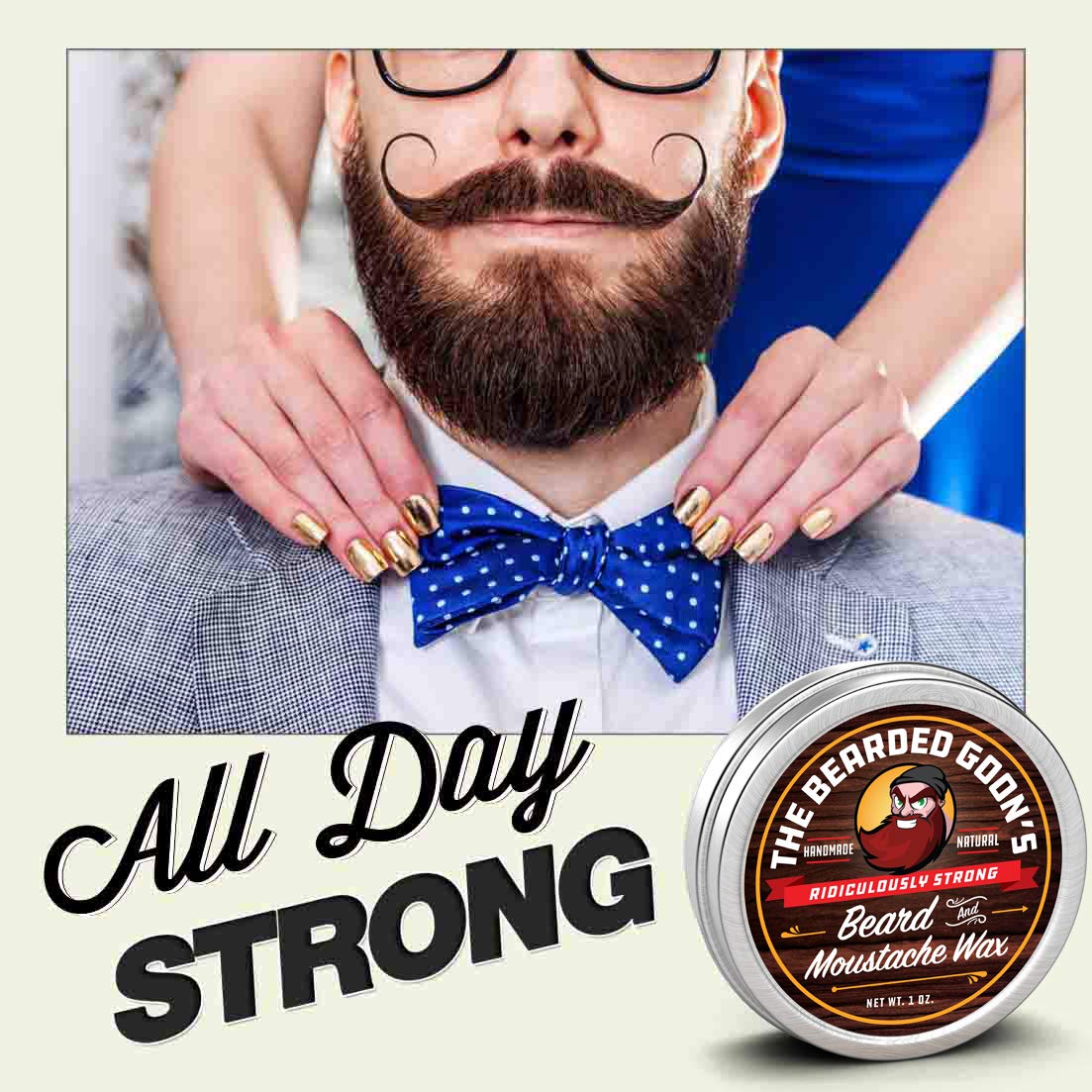 The Bearded Goon Ridiculously Strong Mustache and Beard Wax (2 Tins) - 100% Natural, All-Day Styling Control with Ultra-Strong Hold, 1 oz. each…