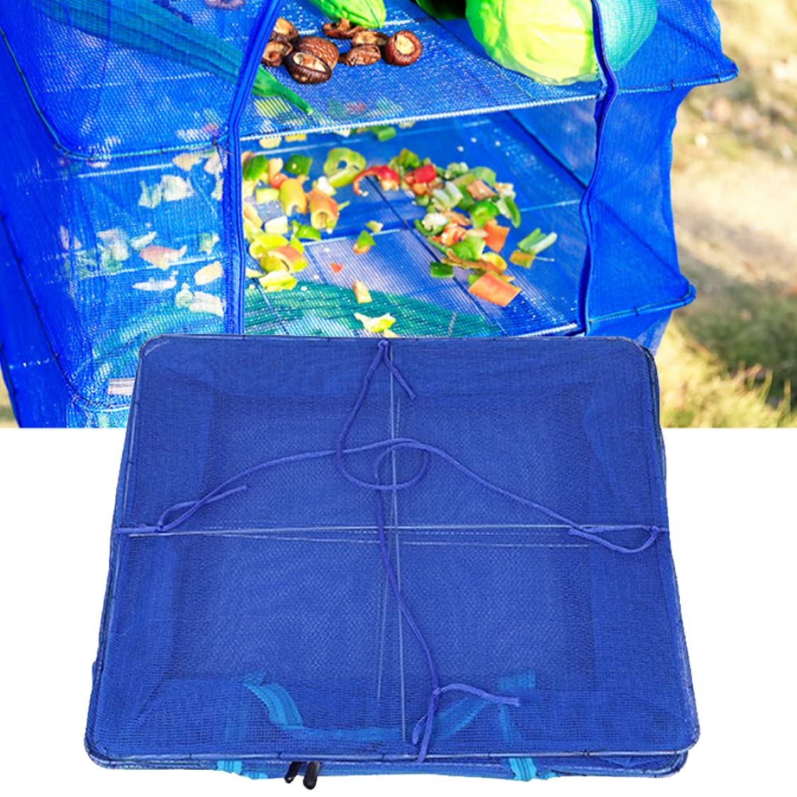 Wedhapy 4 Layers Drying Foldable Mesh Vegetable Fish Dishes Mesh Vegetables Dry Net Basket Drying Rack Net Frame Air Drying Net Food Drying Net Hanging Herb Drying Rack,35 * 35 * 65cm