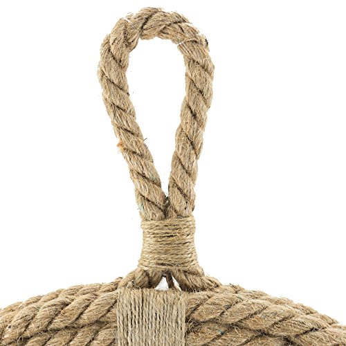 Stonebriar SB-5389A Small Round Wrapped Rope Mirror with Hanging Loop, Vintage Nautical Design, Brown , Tan