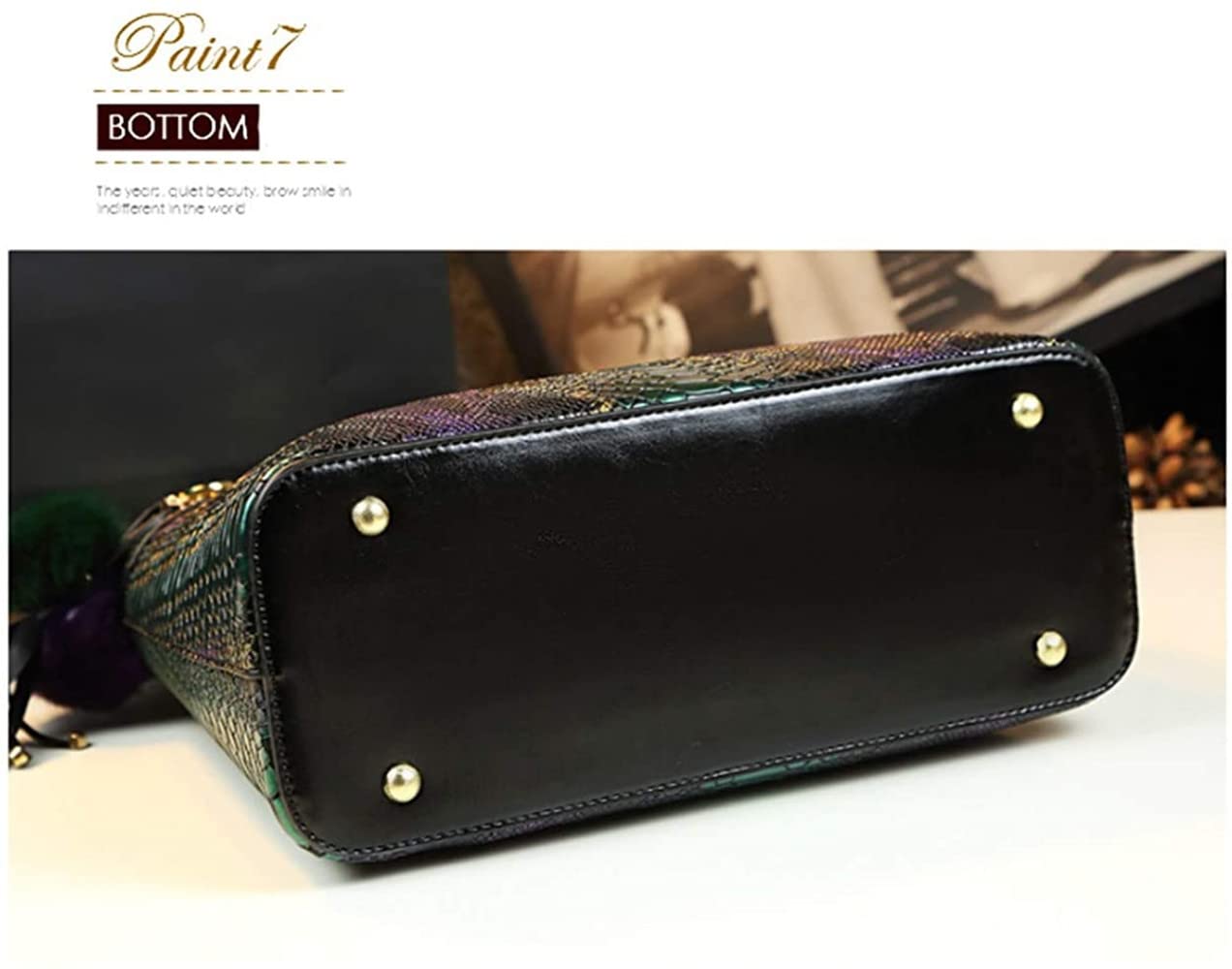 Shirt Luv Large Women's Top Handle Satchel Handbags Leather Chain Bag Purses Serpentine Tassel Shoulder Messenger Bags (Purple)