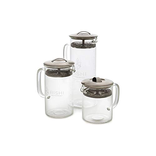 Rishi Tea Simple Brew Teapot - For 12oz Loose Tea Preparation, Built-in Strainer, Everyday Teaware, Easy to Clean, Borosilicate Glass, Enjoy Hot or Iced Tea - 400ml