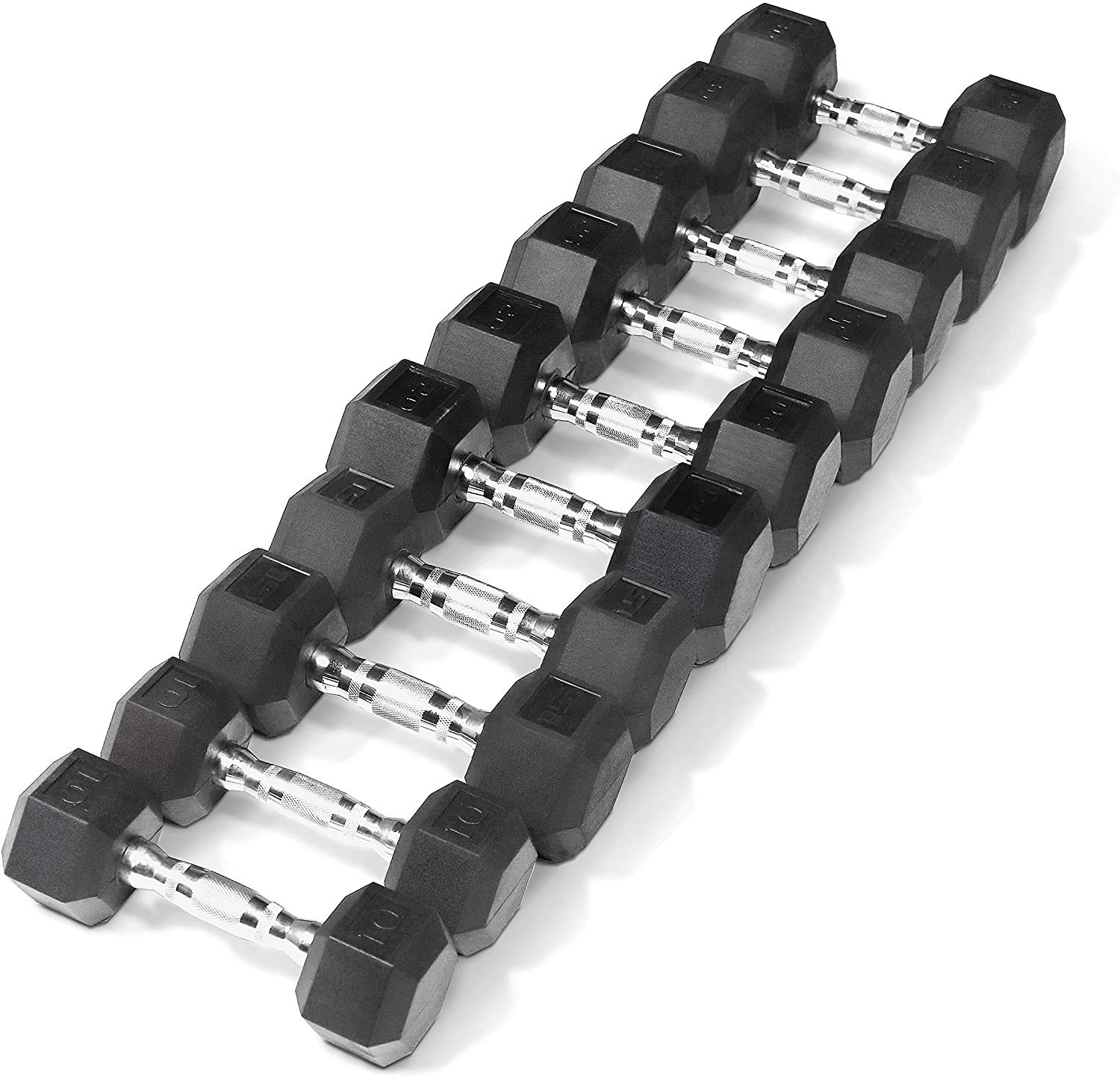 CAP Barbell Rubber Coated Hex Dumbbell Set Non-Slip Hex Shape for Muscle Toning, Strength Building, Weight Loss - Multiple Choices Available (b. 10-30Lb Dumbbell Set)